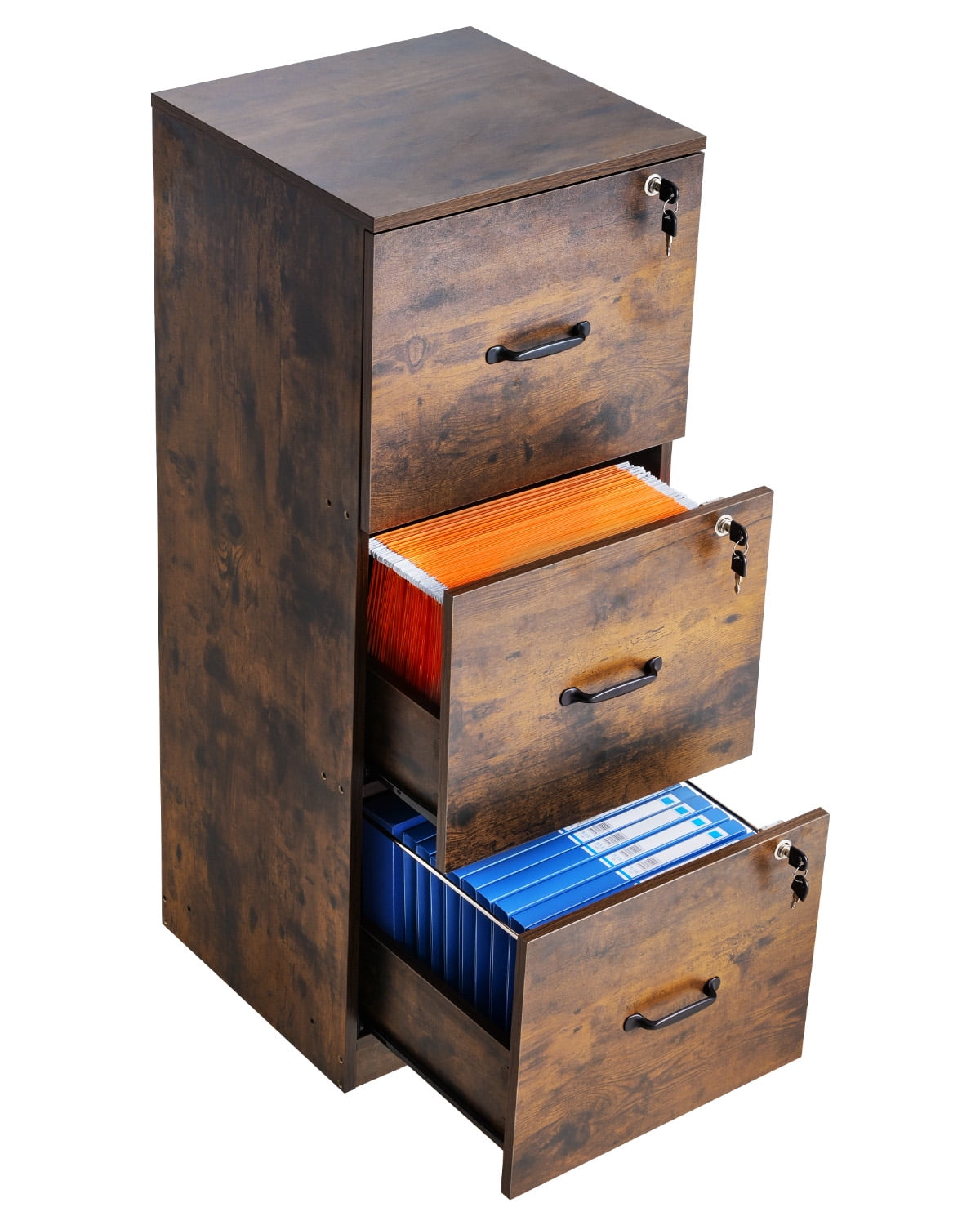 VEVOR 3 Drawer File Cabinet with Lock, Vertical Filing Storage Cabinets ...