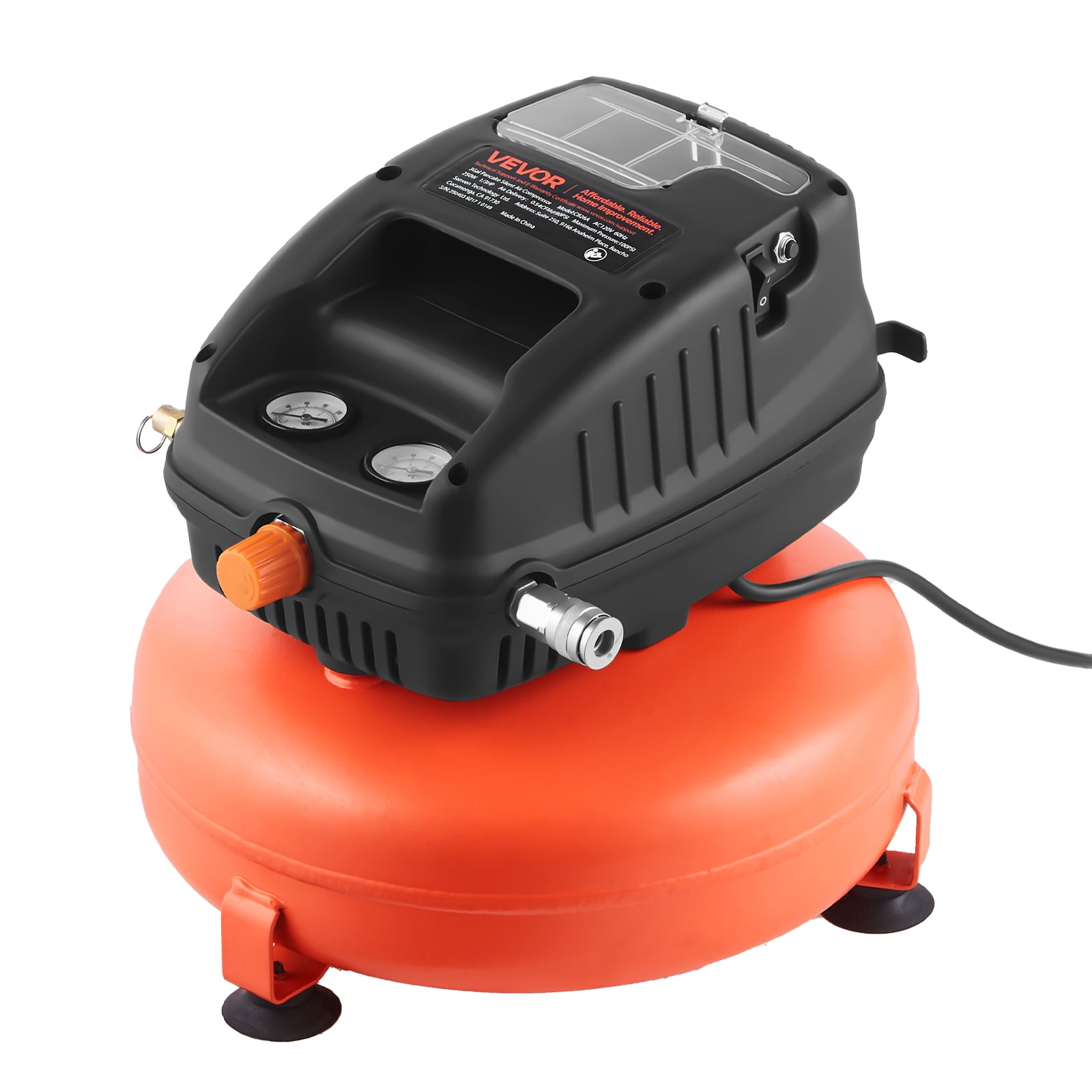 VEVOR 3 Gallon Air Compressor,1/3HP 0.54CFM @ 90PSI Portable Pancake ...