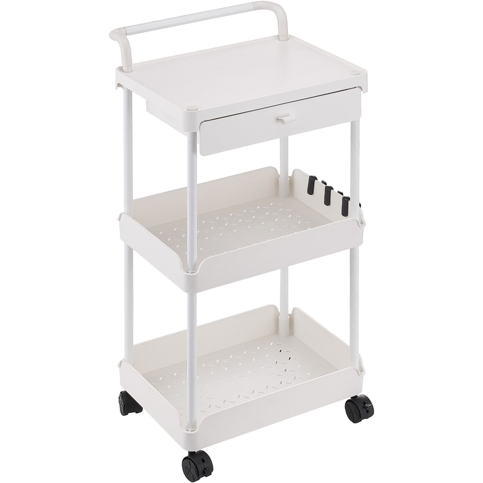 VEVOR 3-Tier Rolling Cart with Drawer and Lockable Wheels ...