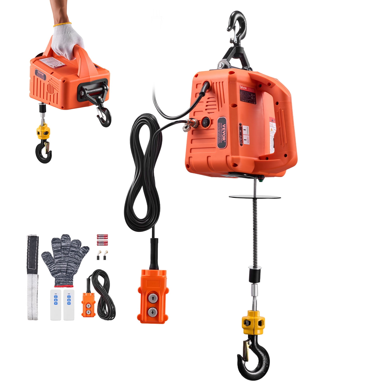 VEVOR 3-in-1 Electric Hoist Winch, 1550 lbs Capacity, 1500W Portable ...