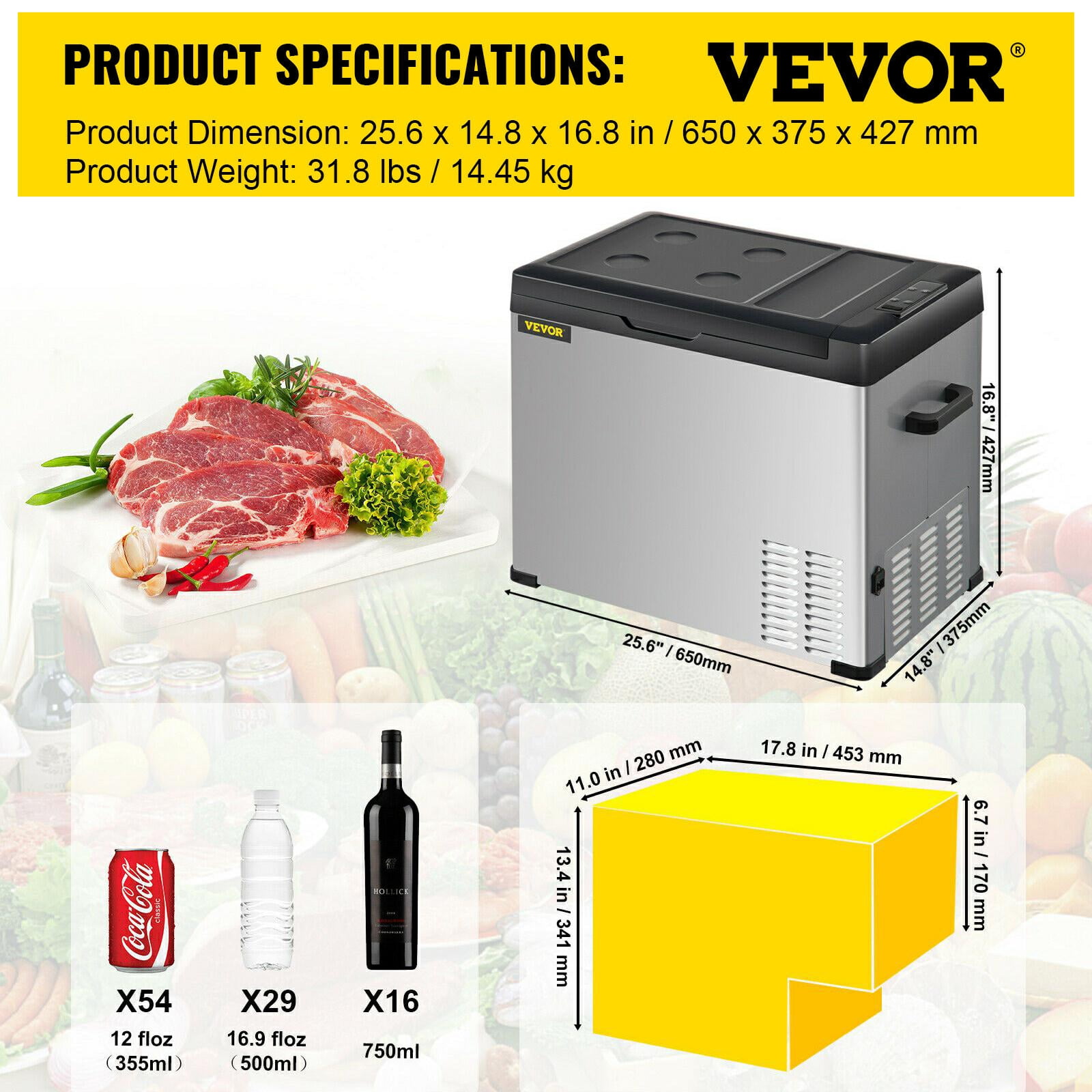 VEVOR 30L 40L 50L Mini Car Refrigerator Portable Fridge Freezer 12/24V ...