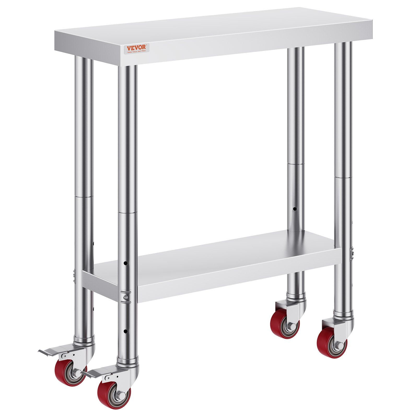 VEVOR 30x12x34 Inch Stainless Steel Work Table 3-Stage Adjustable Shelf ...