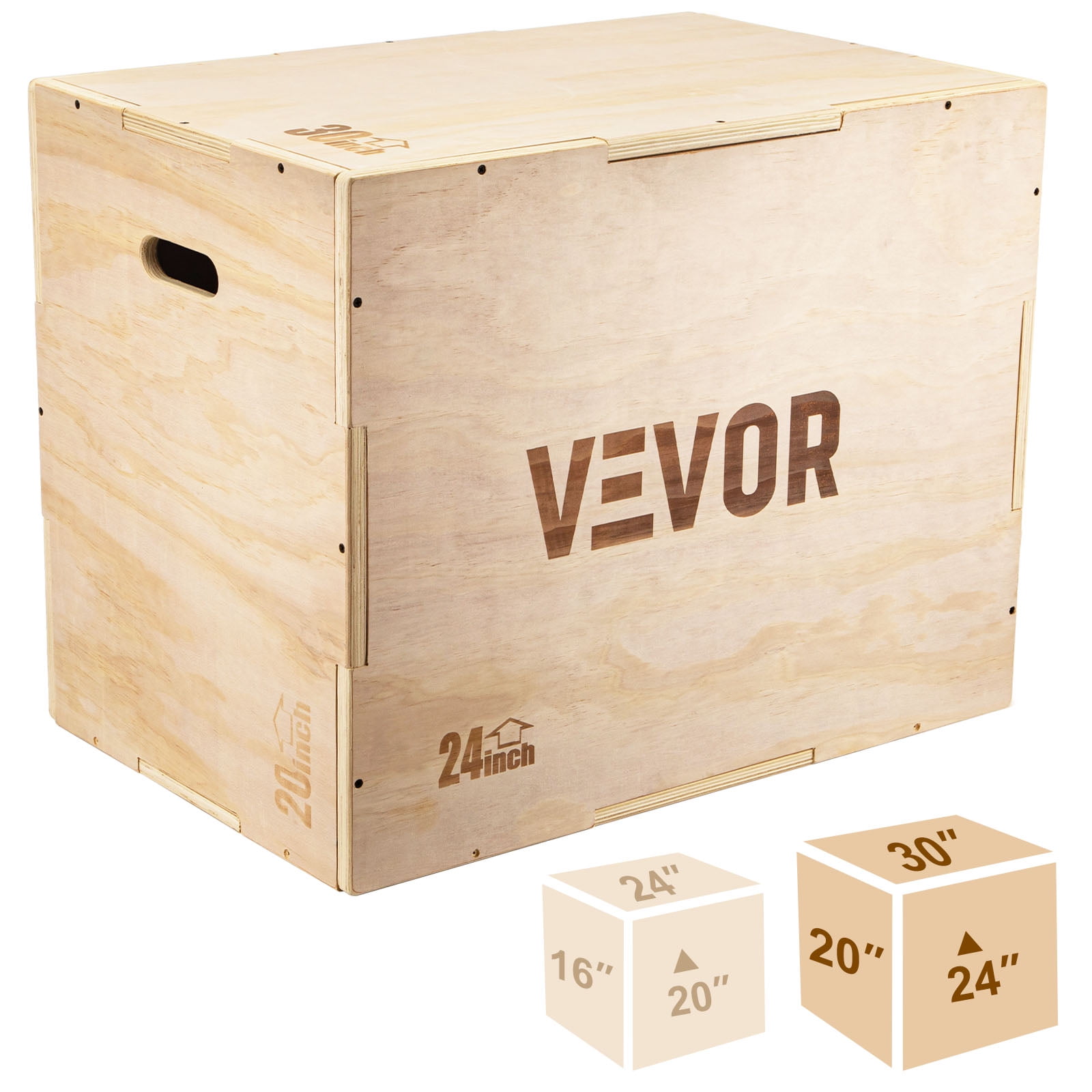 VEVOR 30x20x24 Wood Plyo Box 441LB Capacity Exercise Box Plyometric ...