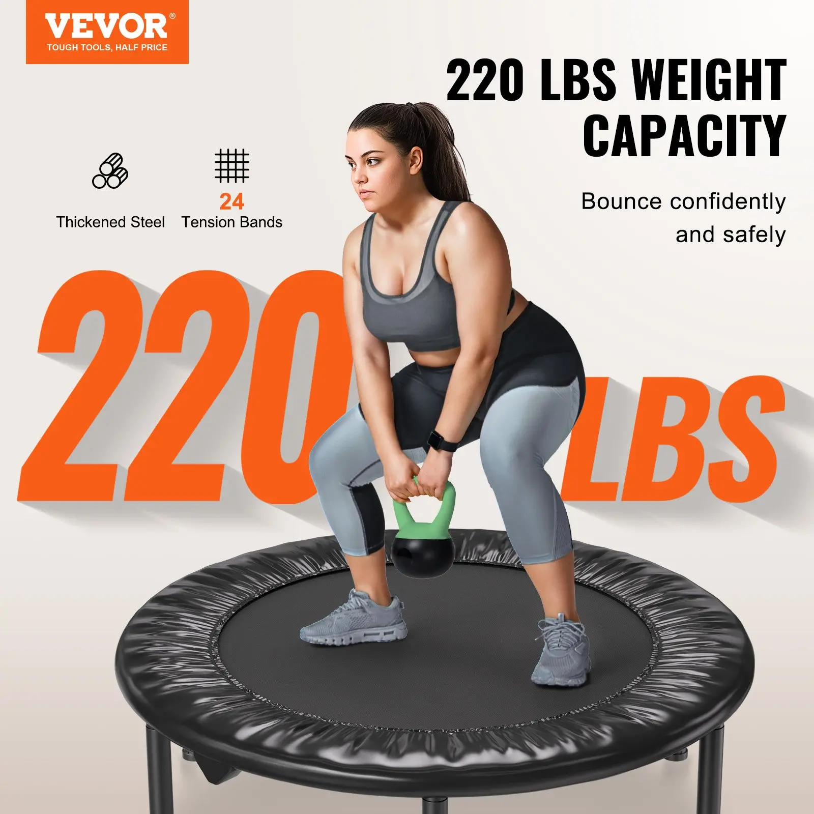 VEVOR 36" Foldable Mini Fitness Trampoline Adults Indoor Exercise ...