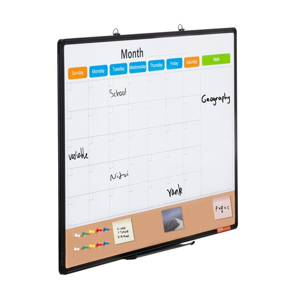 VEVOR 36" x 24" Monthly Calendar Whiteboard Cork Board Combo with ...