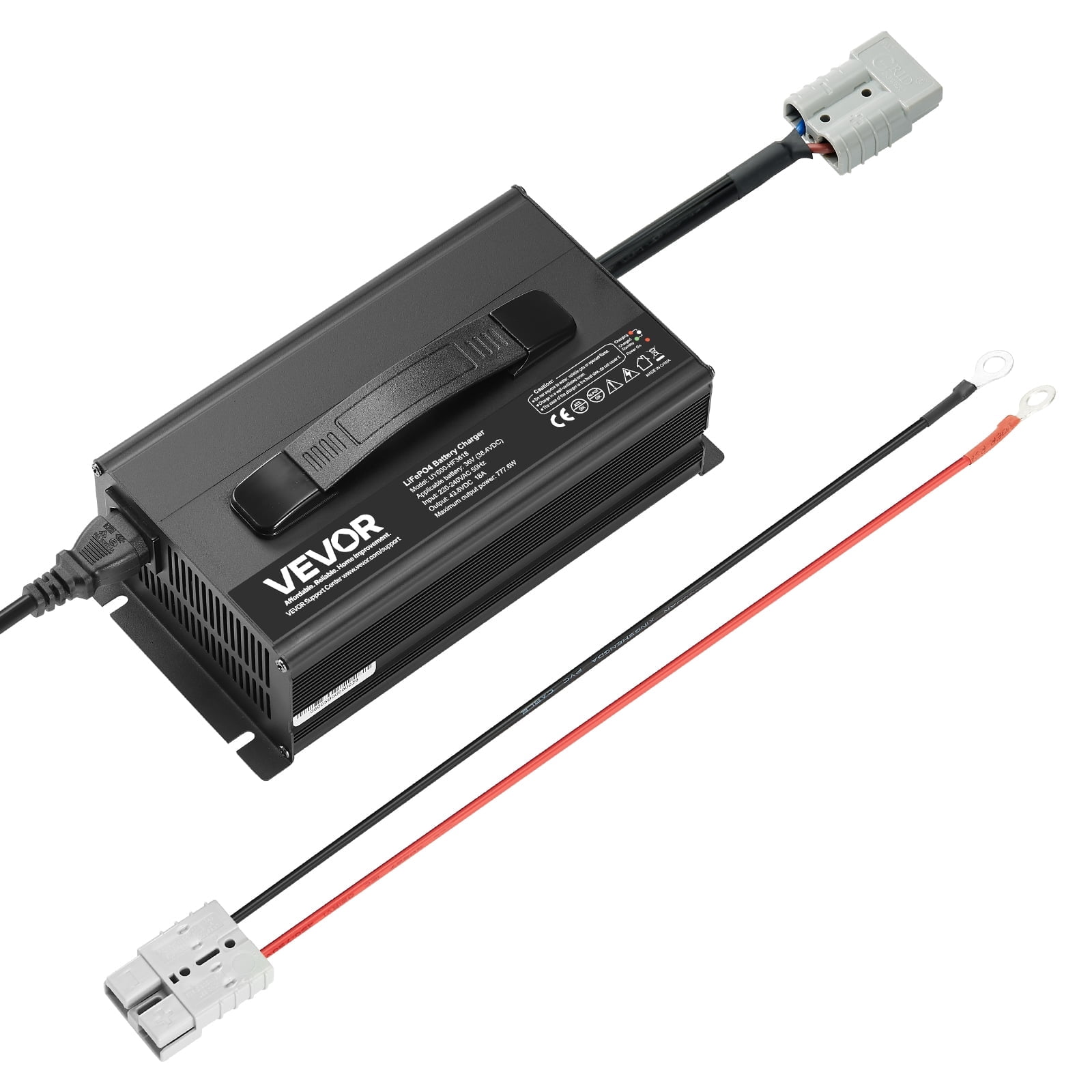 VEVOR 36V 18A Lithium Battery Charger, 43.8V, AC-DC LiFePO4 Smart ...