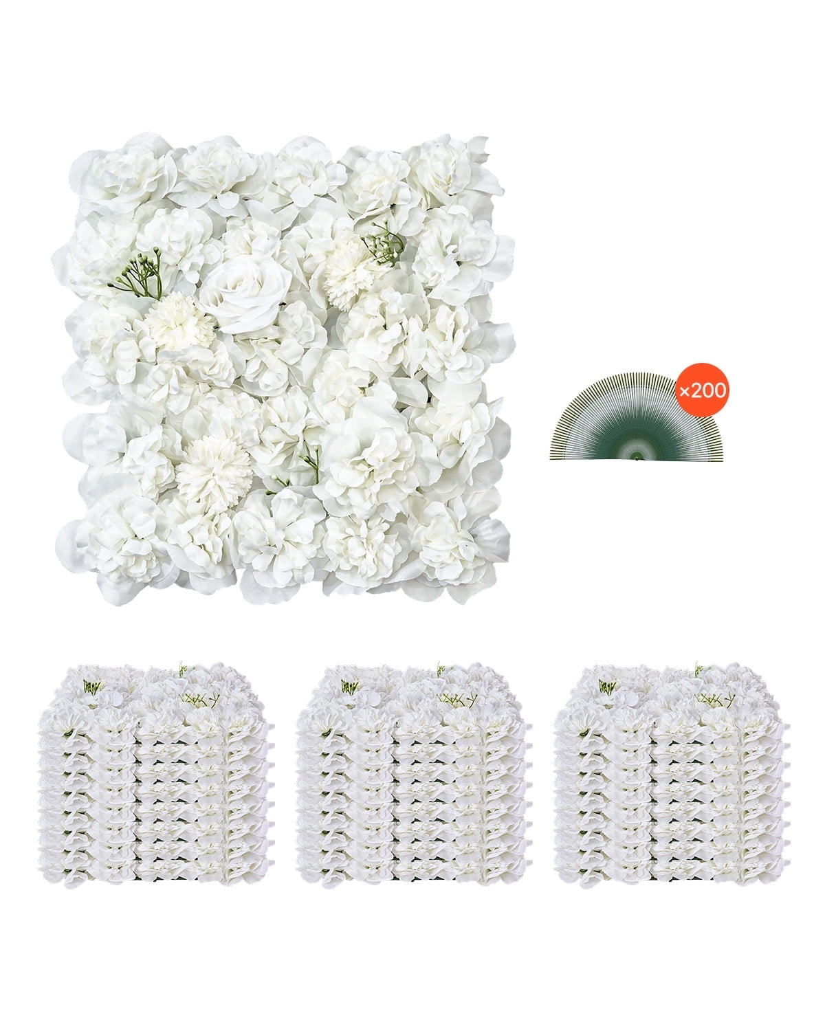 VEVOR 3D Flower Wall Panel, 24 Pcs 15 x 15 inch, Artificial Floral Wall ...