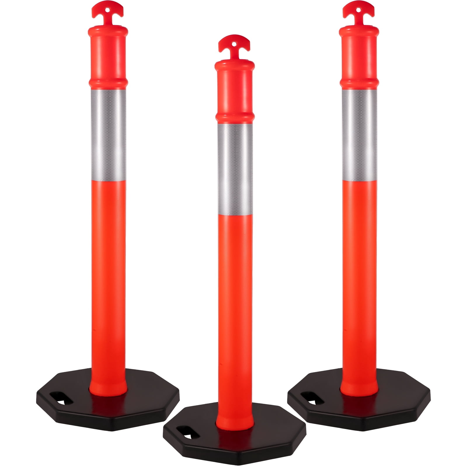 VEVOR 3Pack Traffic Delineator Posts 44 Inch Height, Orange Delineator ...