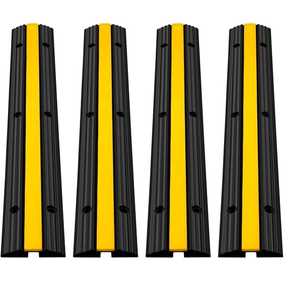 VEVOR 4 Pack of 1-Channel Rubber Cable Protector Ramps Heavy Duty ...