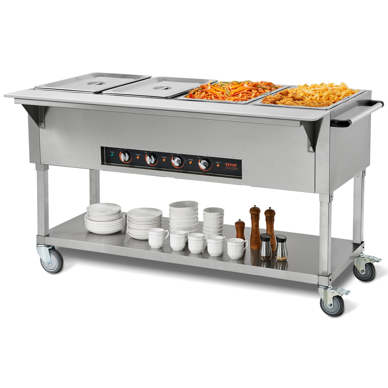 VEVOR 4-Pan Commercial Food Warmer, 4 x 20.6QT Electric Steam Table ...