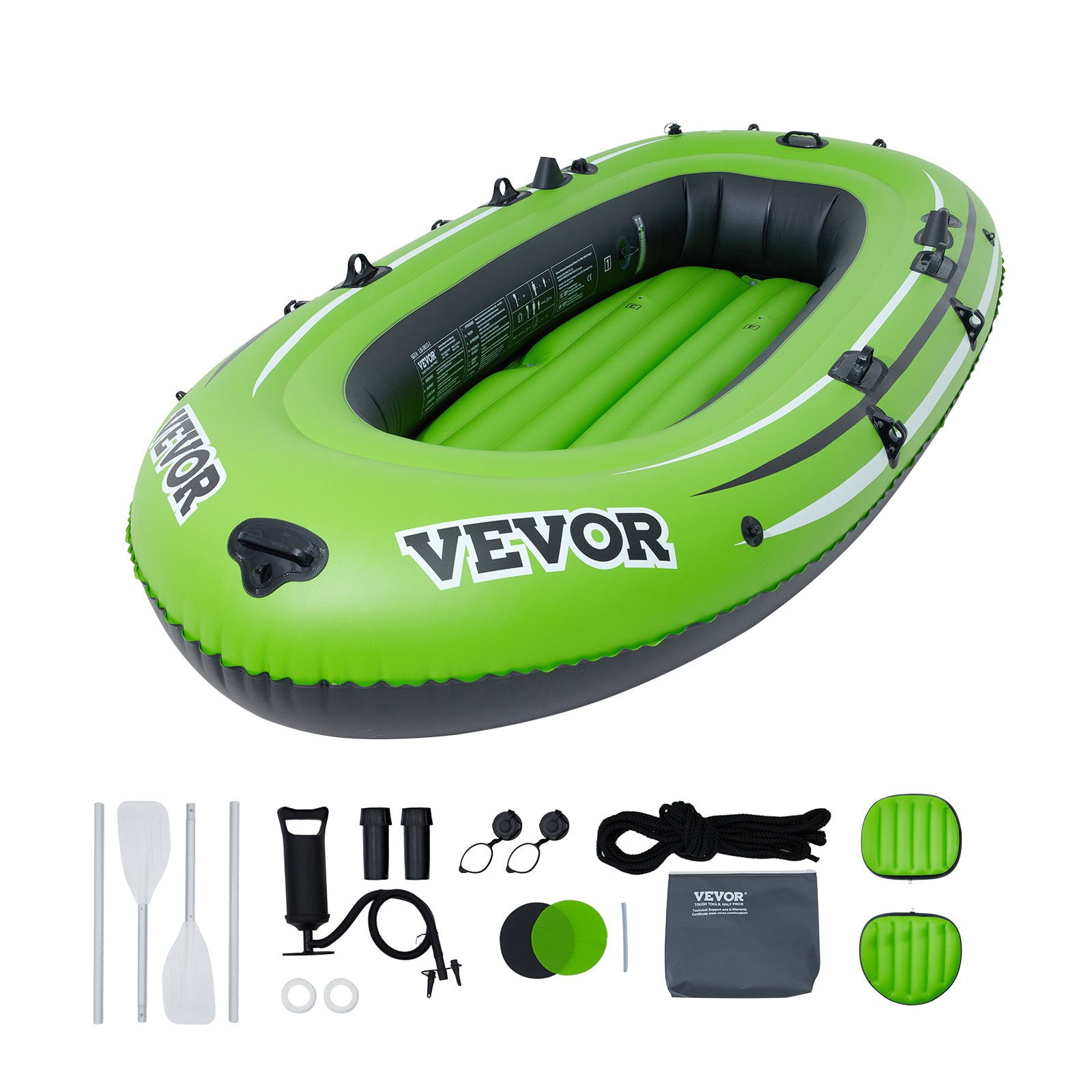 VEVOR 4-Seater Inflatable Fishing Boat, Durable PVC, 1100 lbs Capacity ...