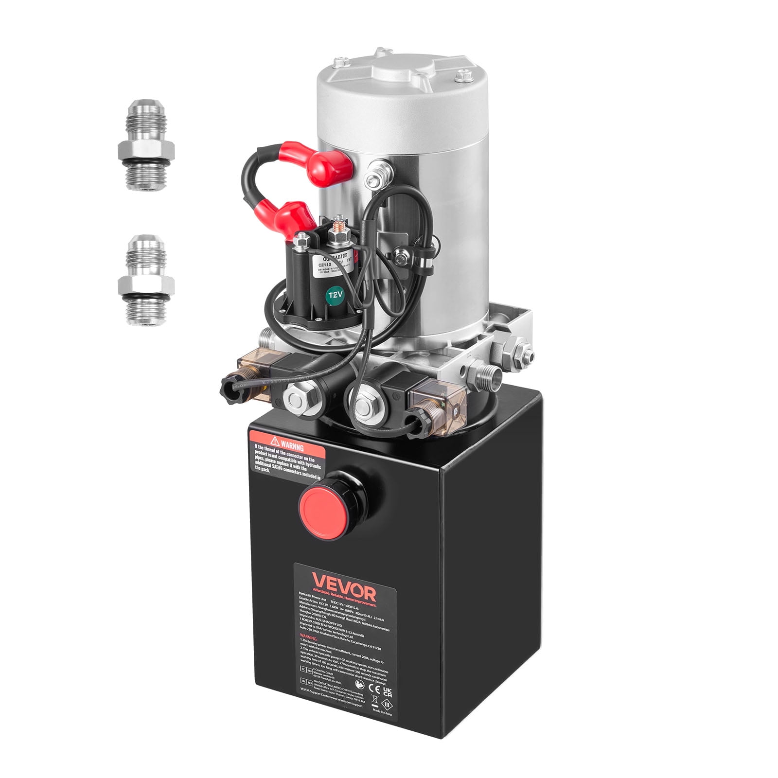 VEVOR 4 Quart Hydraulic Power Unit, Double Acting Dump Trailer Pump ...