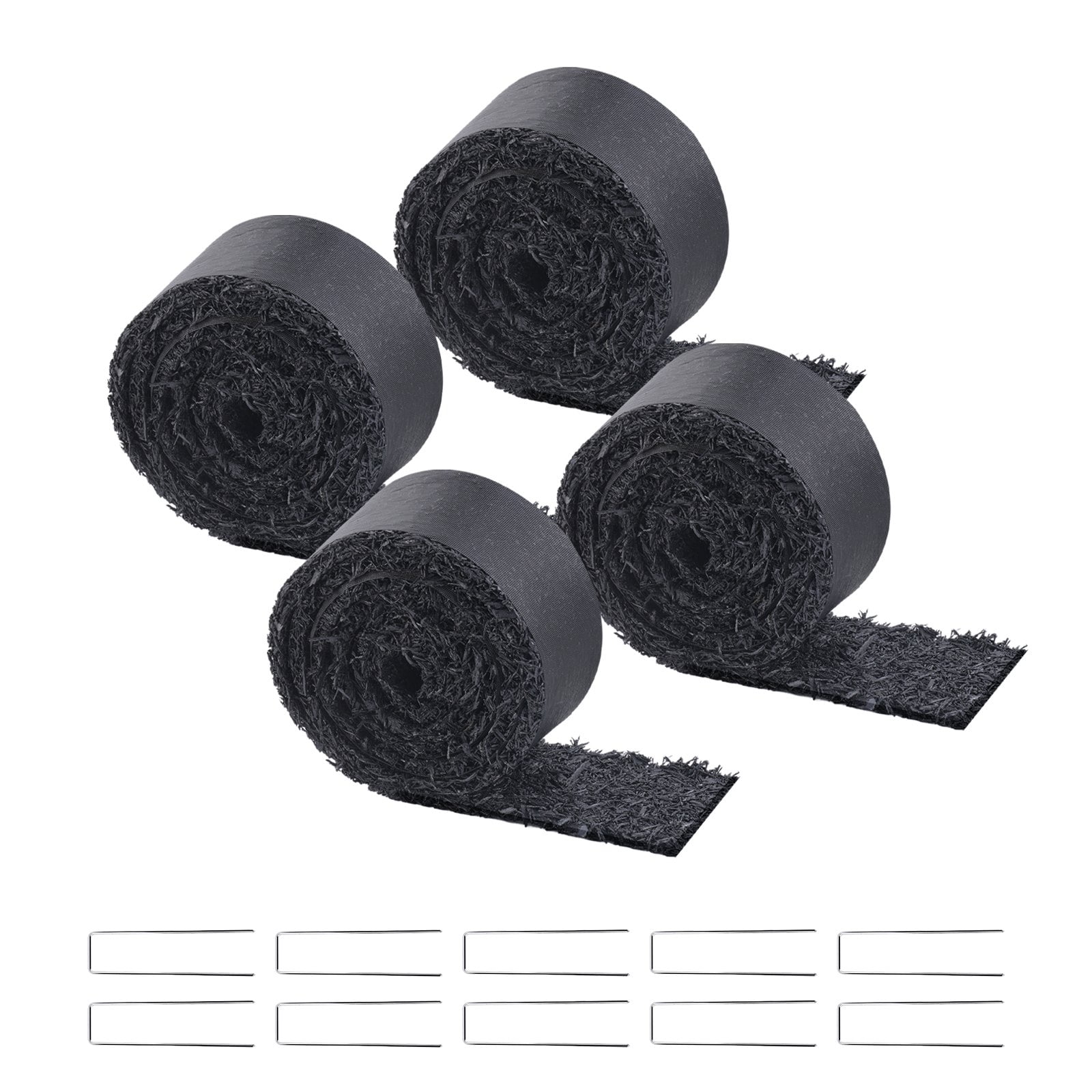 VEVOR 4 Rolls Rubber Mulch Mat – 120"x4.5" Durable Landscaping Ground ...