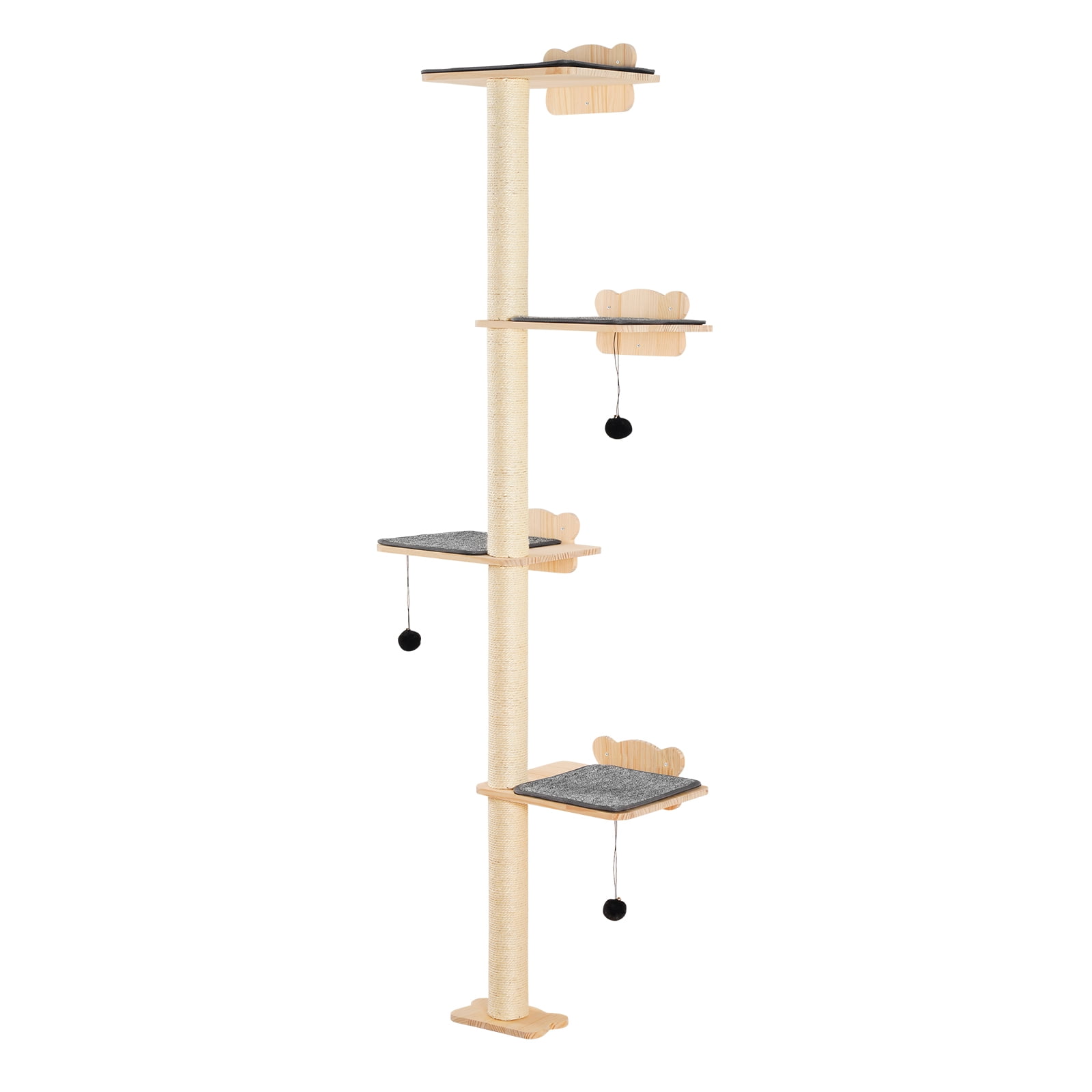 VEVOR 4 Tiers Cat Tree, Cat Wall Furniture Set with 4 Jumping Boards ...