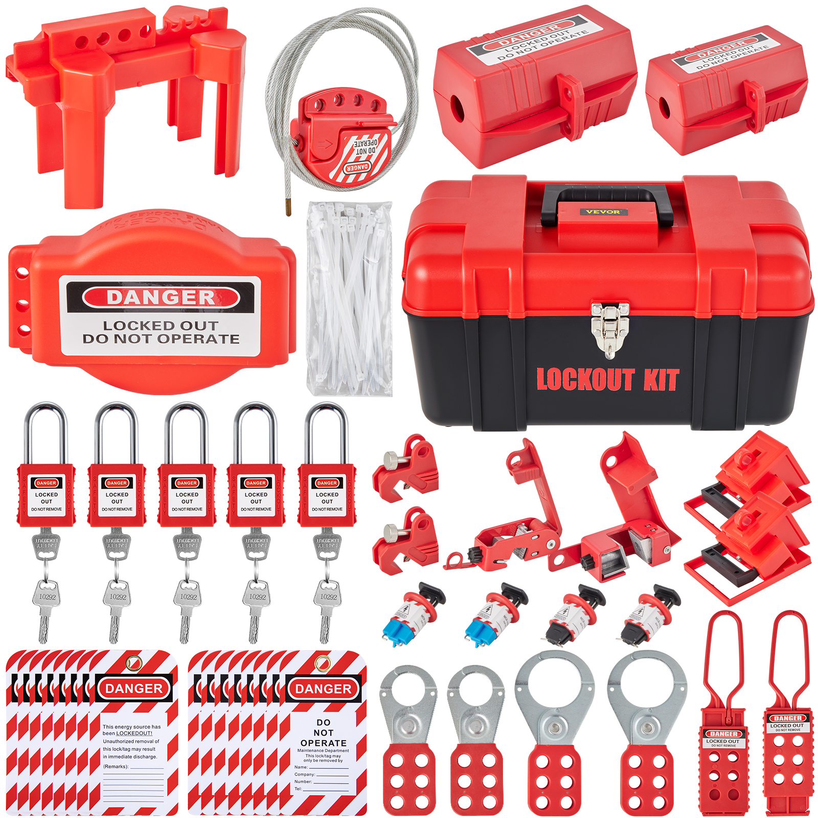 VEVOR 26 pcs Lockout Tagout Kits, Electrical Safety Loto Kit Includes Padlocks, Lockout Station ...