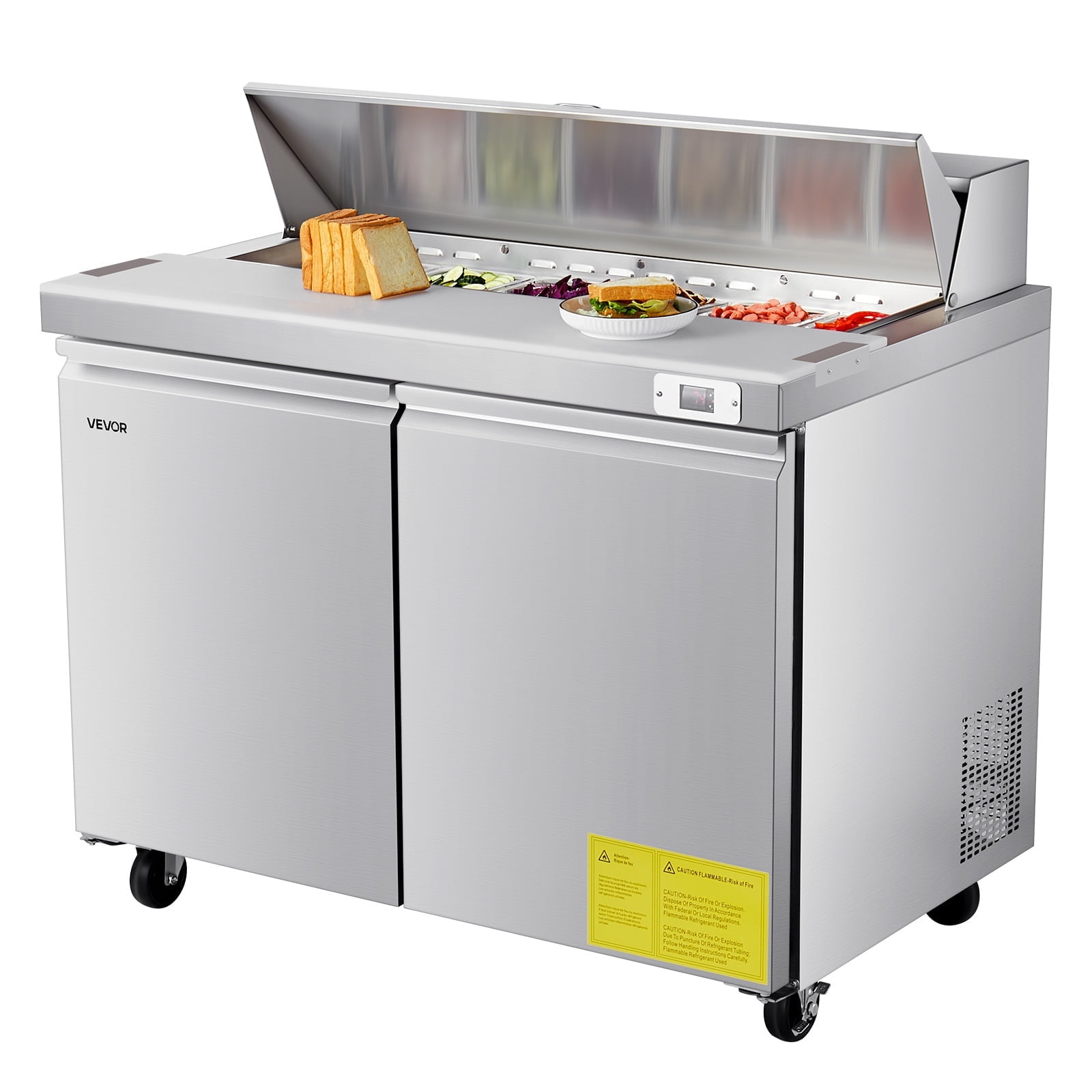 VEVOR 48" W Commercial Refrigerator, 12.5 Cubic Feet Sandwich Prep ...