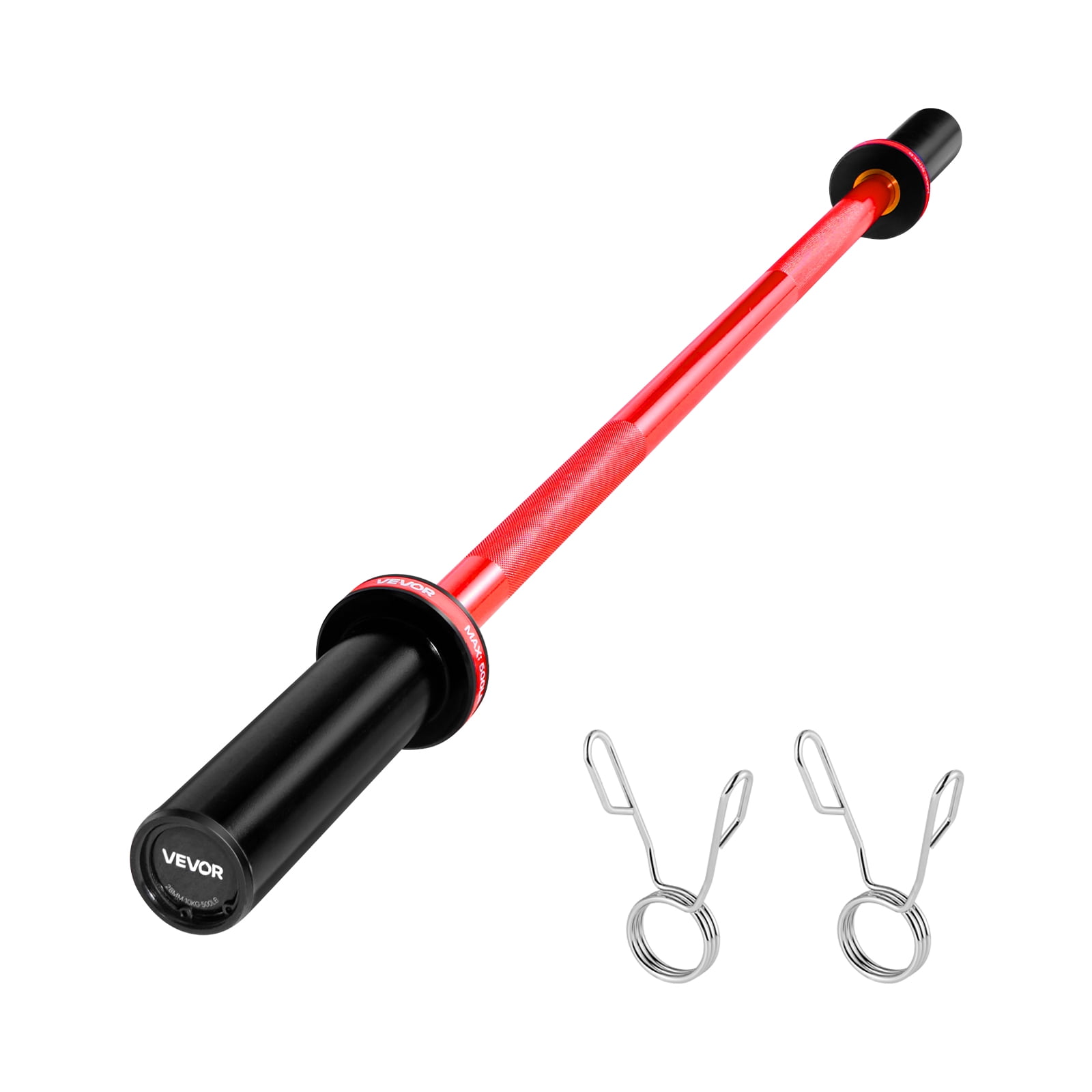 VEVOR 4FT Barbell Bar, Fits 2-Inch Weight Plates, Barbell Bar with ...