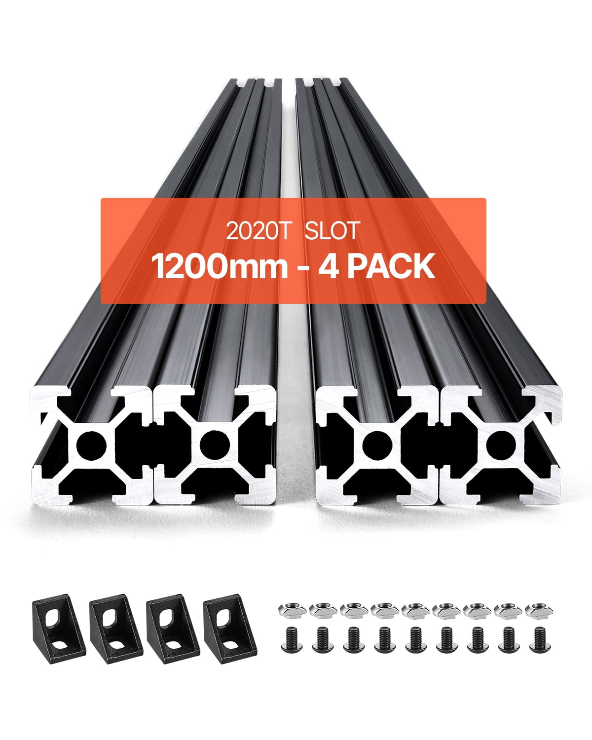 VEVOR 4PCS 47.2 in (1200mm) T Slot 2020 Aluminum Extrusion Profile ...