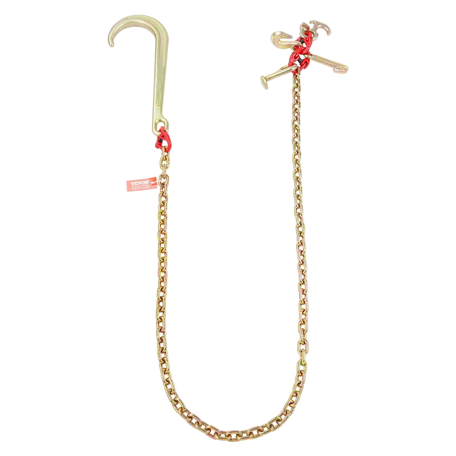 VEVOR 5/16" x 6' G80 Tow Chain with J-Hook & Grab Hooks (9260 lbs ...