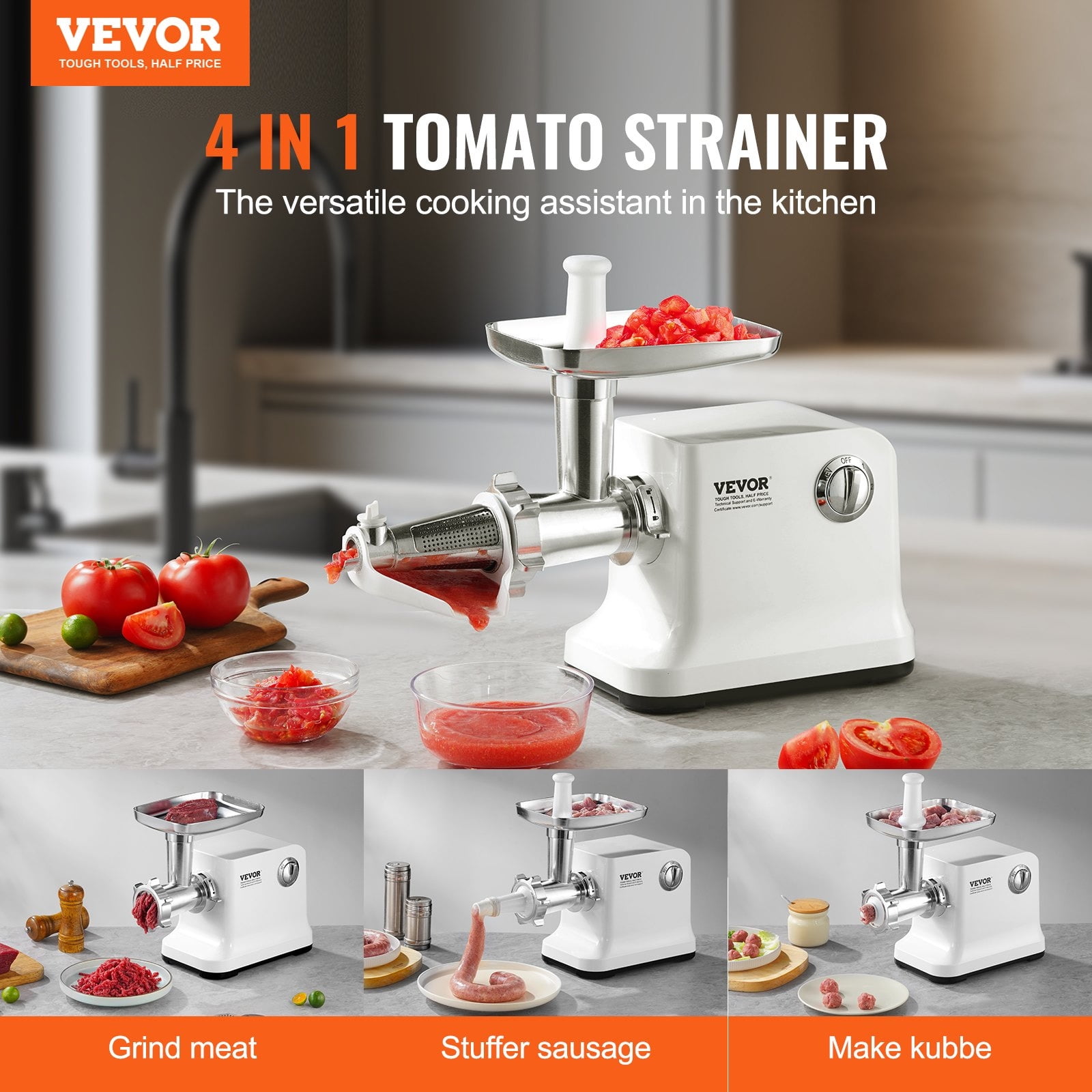 VEVOR 5.5 LBS/Min Electric Tomato Strainer 700W Tomato Sauce Maker ...
