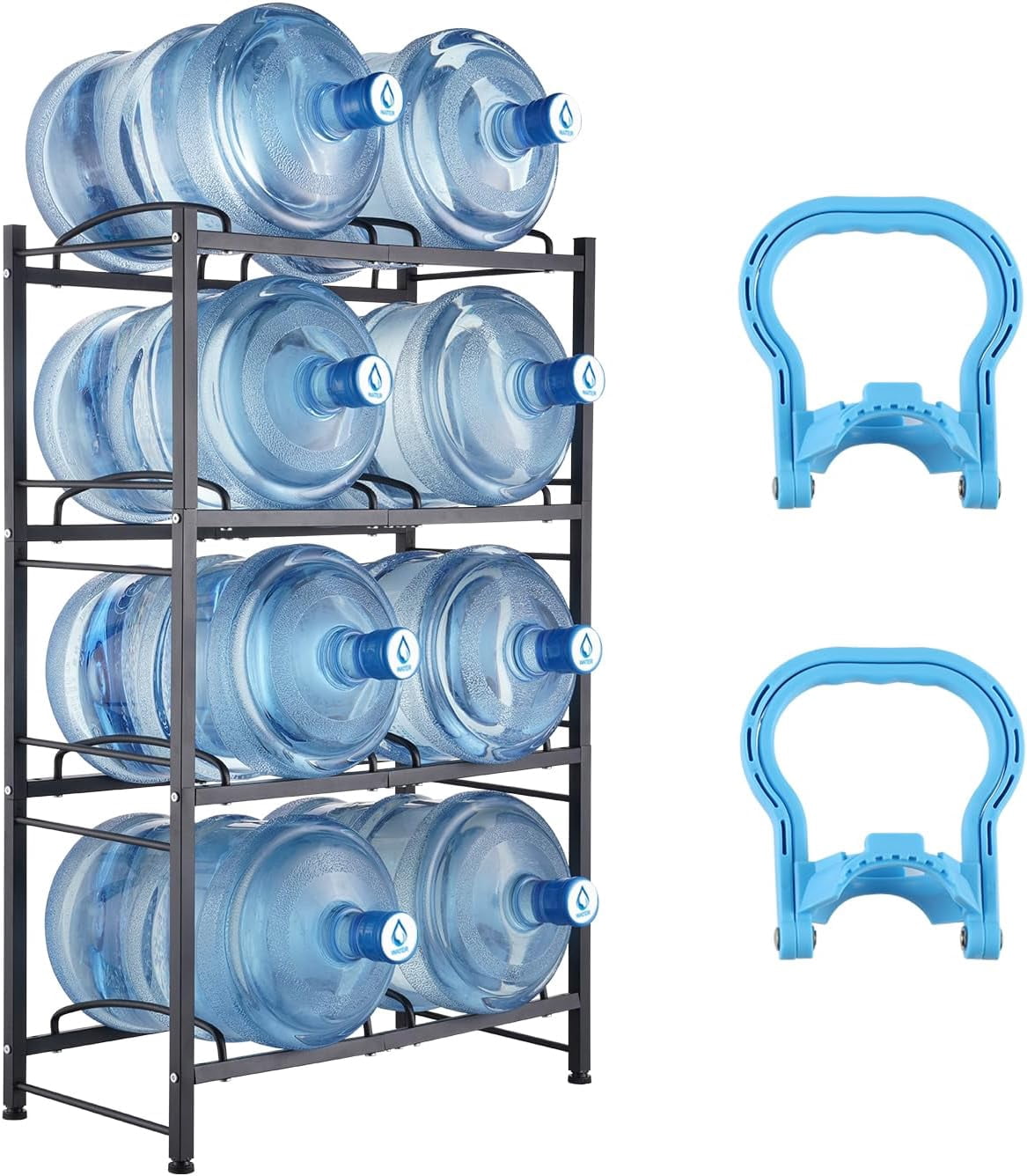 VEVOR 5 Gallon Water Jug Holder, 4 Tiers Double Row Heavy Duty Water ...