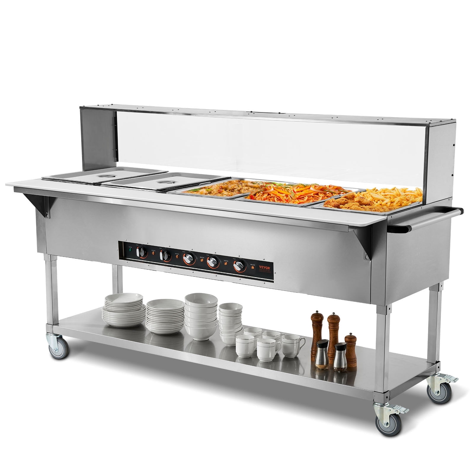 VEVOR 5-Pan Commercial Food Warmer, 5 x 20.6QT Electric Steam Table ...