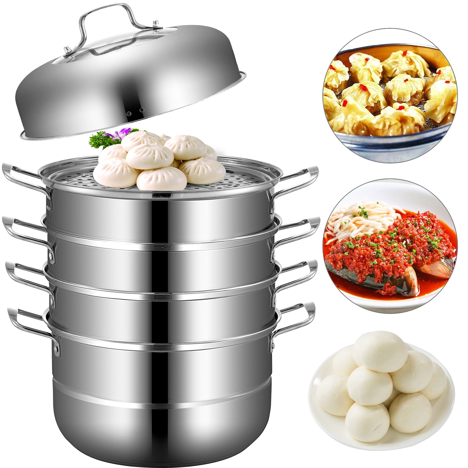 VEVOR 5-Tier Stainless Steel Steamer 11in Multi-Layer Cookware Pot with ...