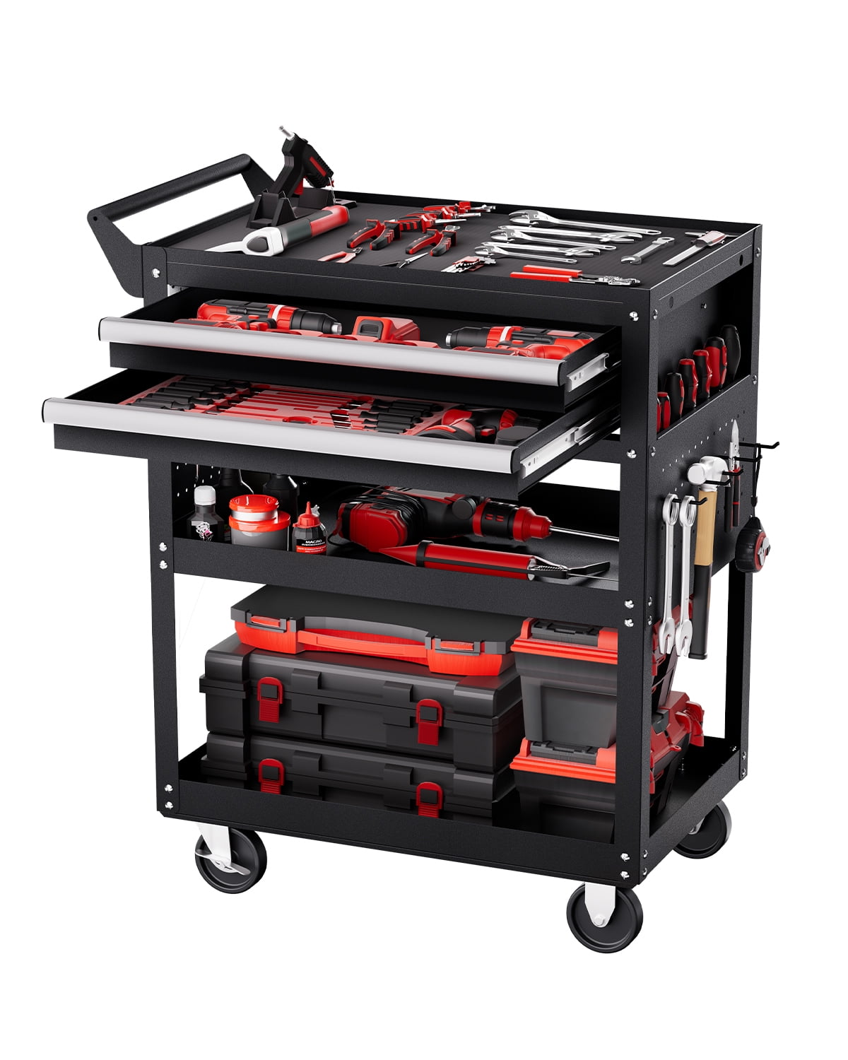 VEVOR 5-Tier Tool Cart with Wheels, 400 lbs Load Capacity, Rolling Work ...
