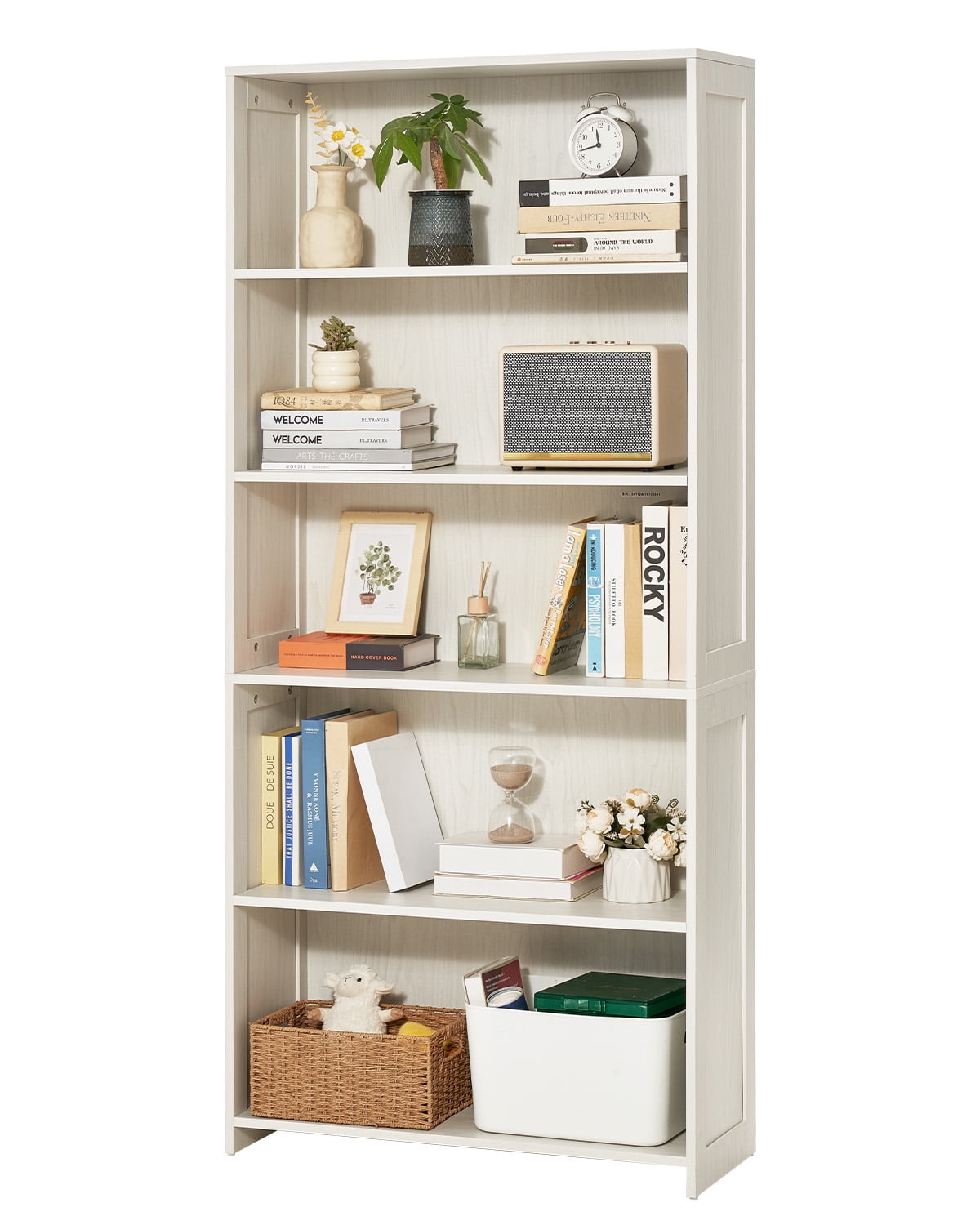 VEVOR 5 Tiers Wide Bookshelf, 68 in Wooden Open Bookcase with Display ...