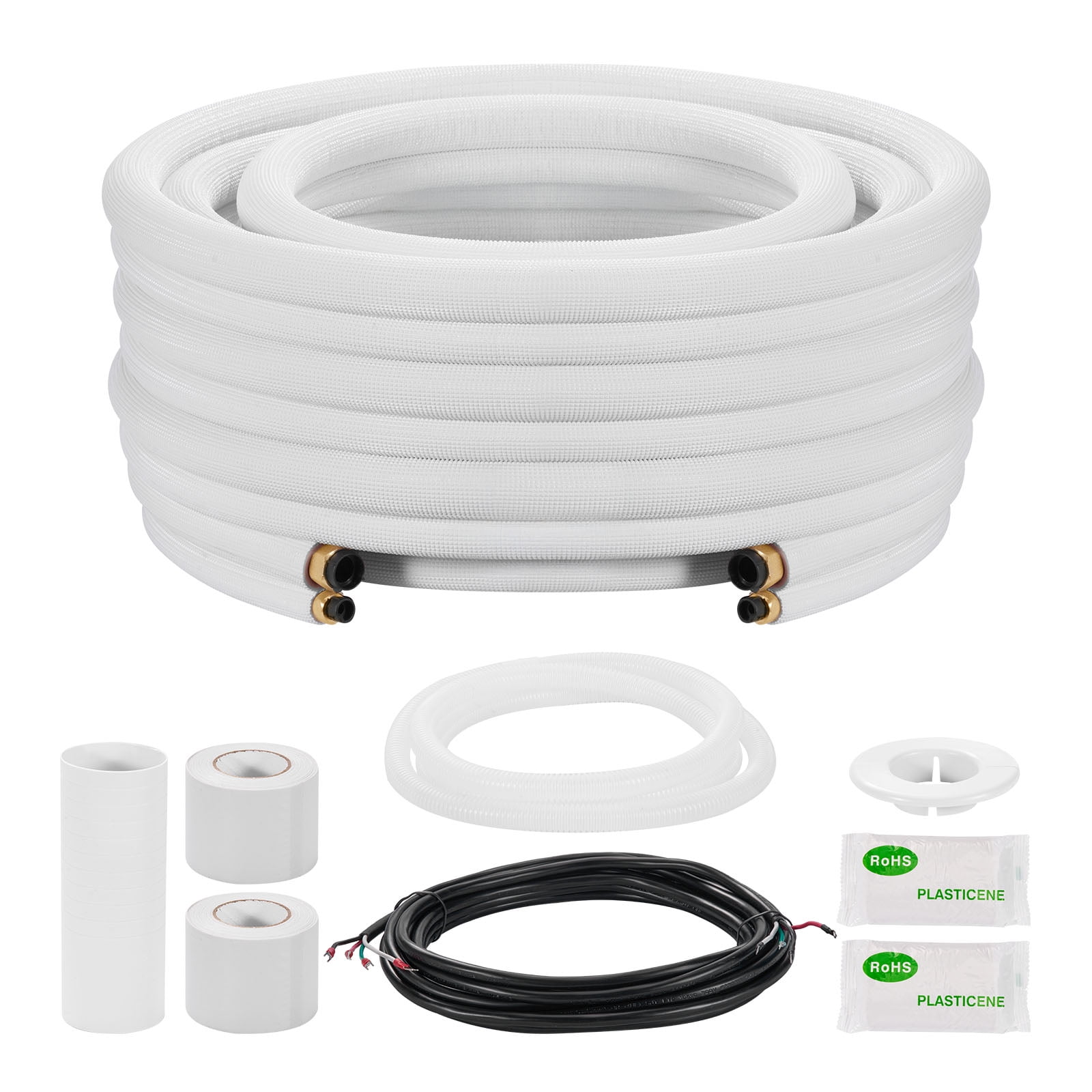 VEVOR 50ft Mini Split Line Set, 3/8” & 5/8” OD AC Copper Tubing Pipe, 3 ...