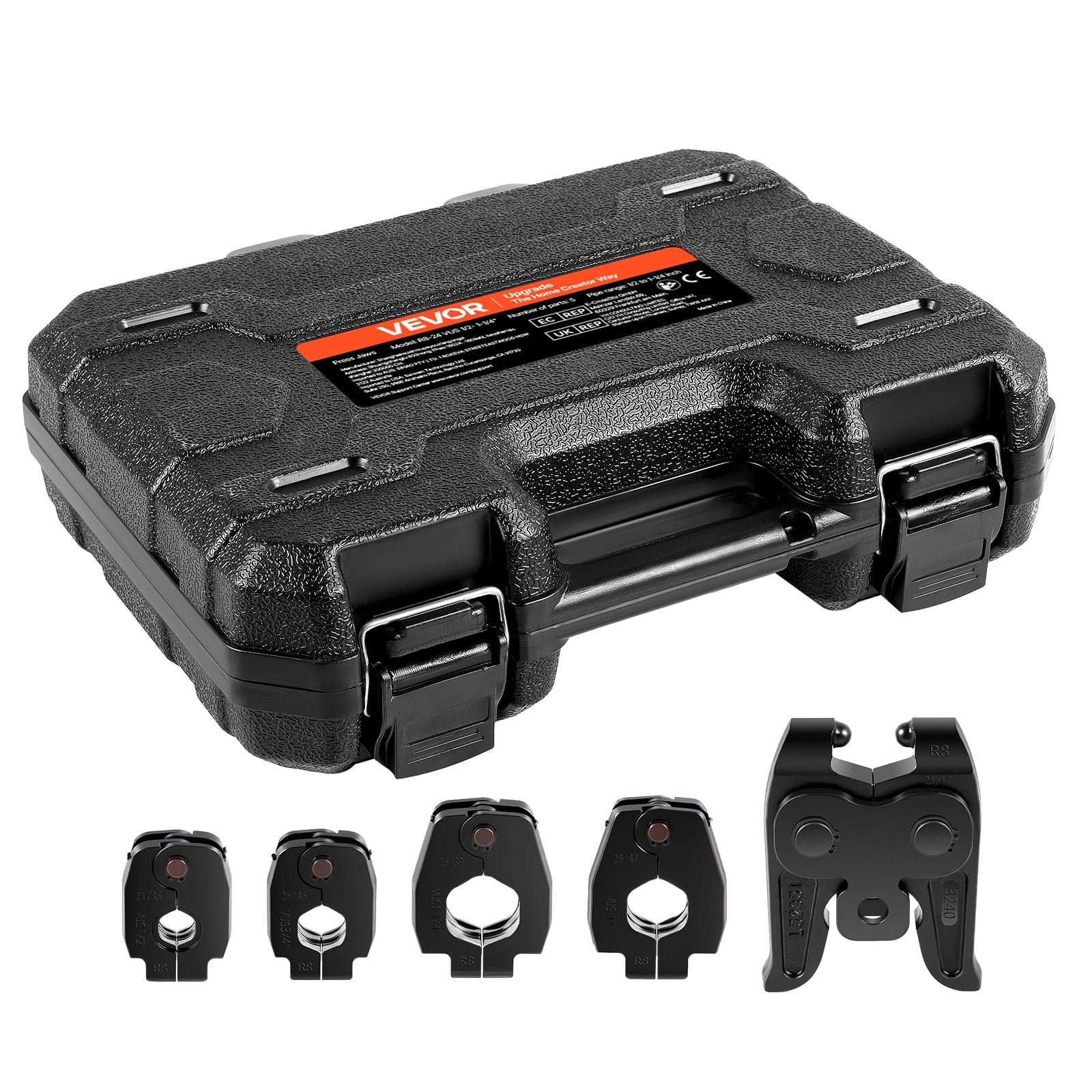 VEVOR 5PCS ProPress Pressing Kit, 4PCS Press Rings (1/2" to 1-1/4 ...