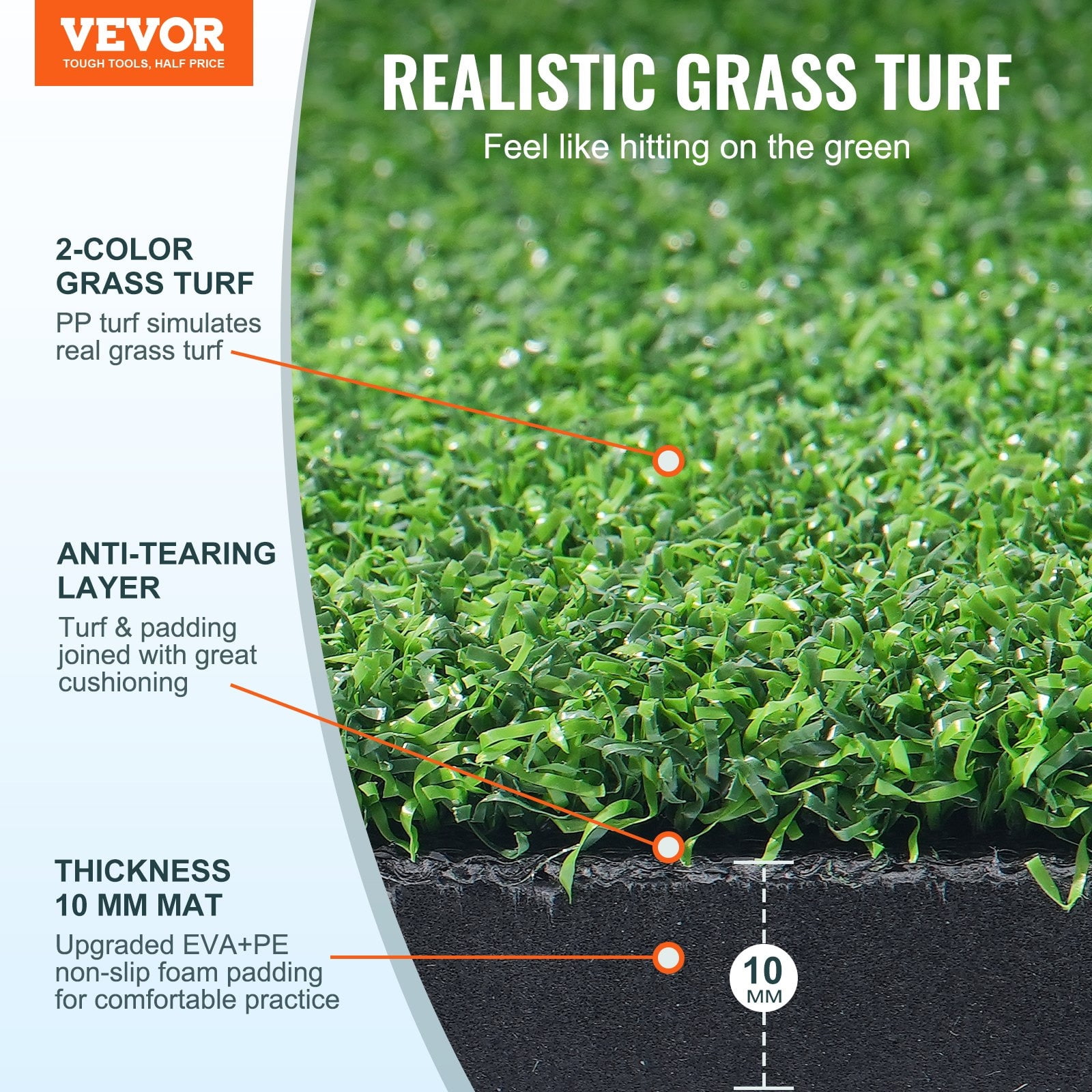 VEVOR 5x4ft Golf Hitting Mat Turf Golf Training Aid Indoor Outdoor ...