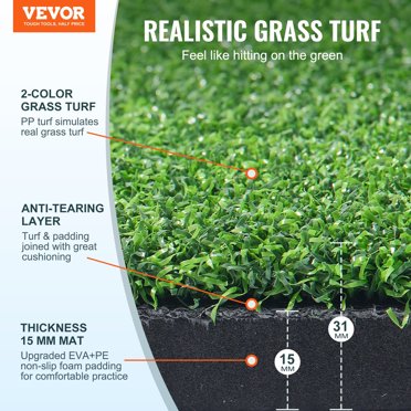 Indoor/Outdoor Putting Green Mat with 3 Holes, Stainless Steel Cups ...
