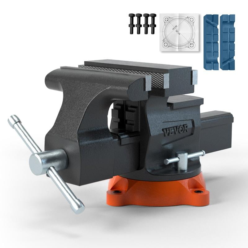 VEVOR 6.5" Heavy Duty Bench Vise - 360° Swivel Base, 9.3" Reverse ...