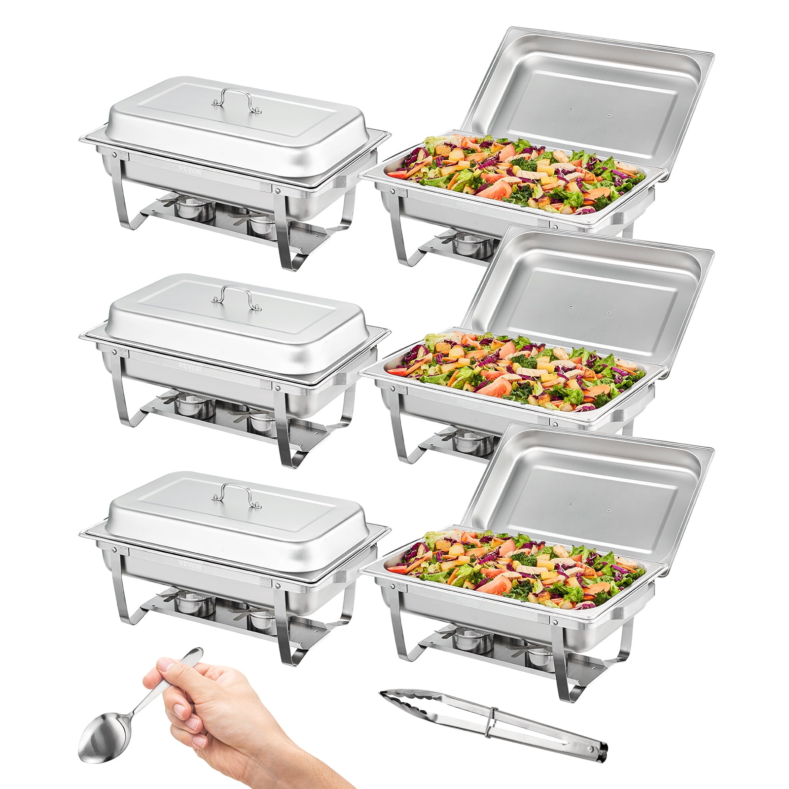 BENTISM 6 Pack, 8QT Stainless Steel Chafing Dish Set with Food Pan ...