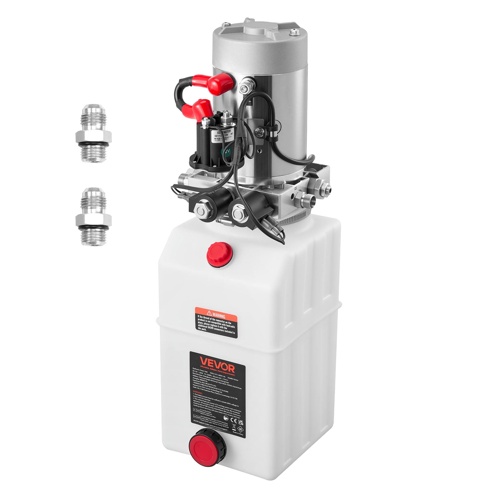 VEVOR 6 Quart Hydraulic Power Unit, Double Acting Dump Trailer Pump ...