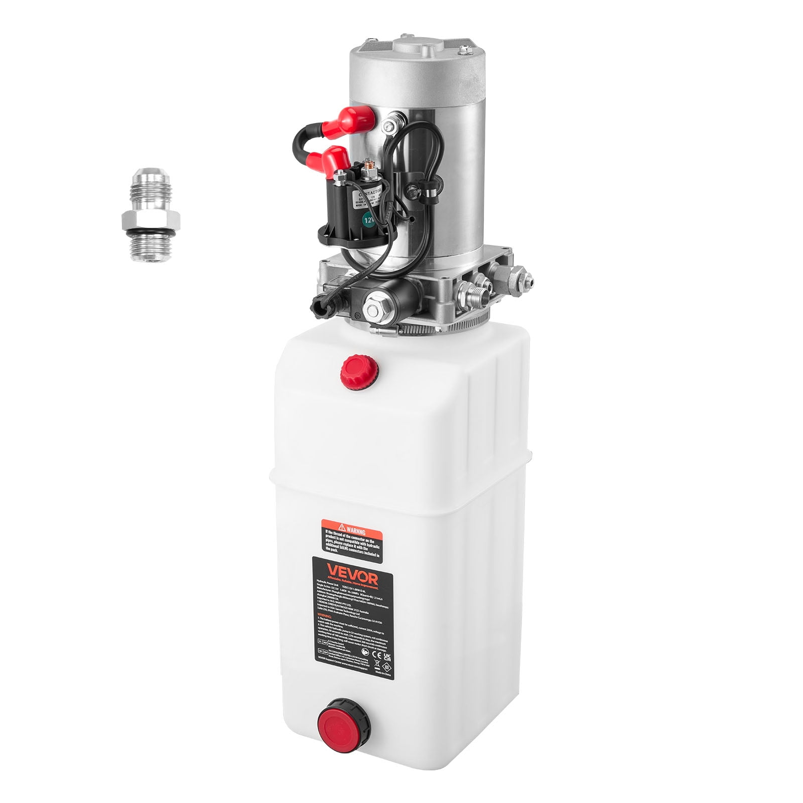 VEVOR 6 Quart Hydraulic Power Unit, Single Acting Dump Trailer Pump ...