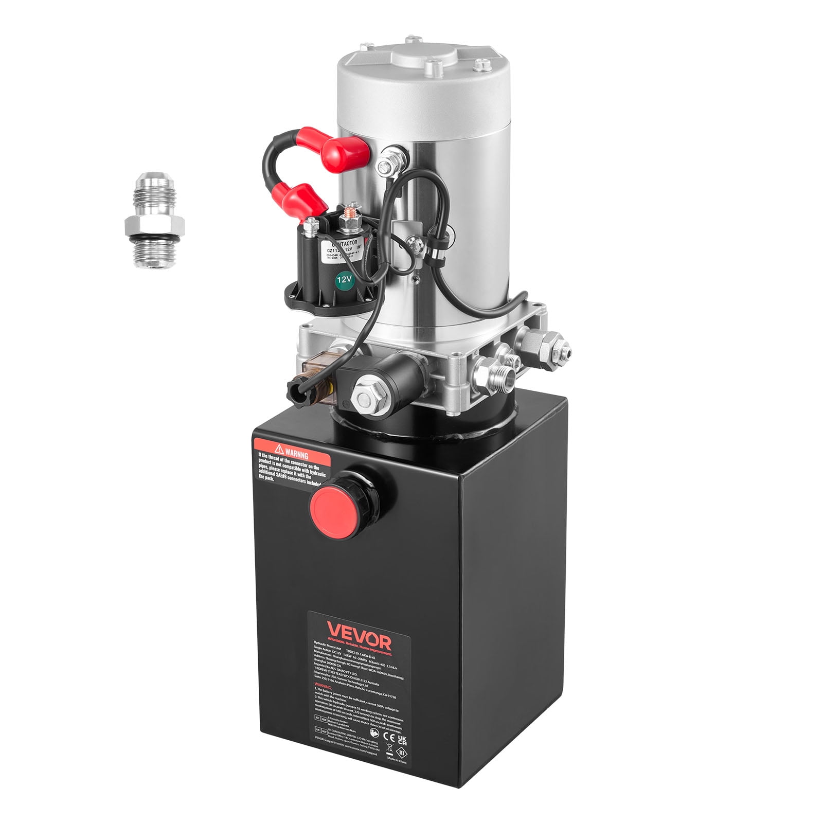 VEVOR 6 Quart Hydraulic Power Unit, Single Acting Dump Trailer Pump ...