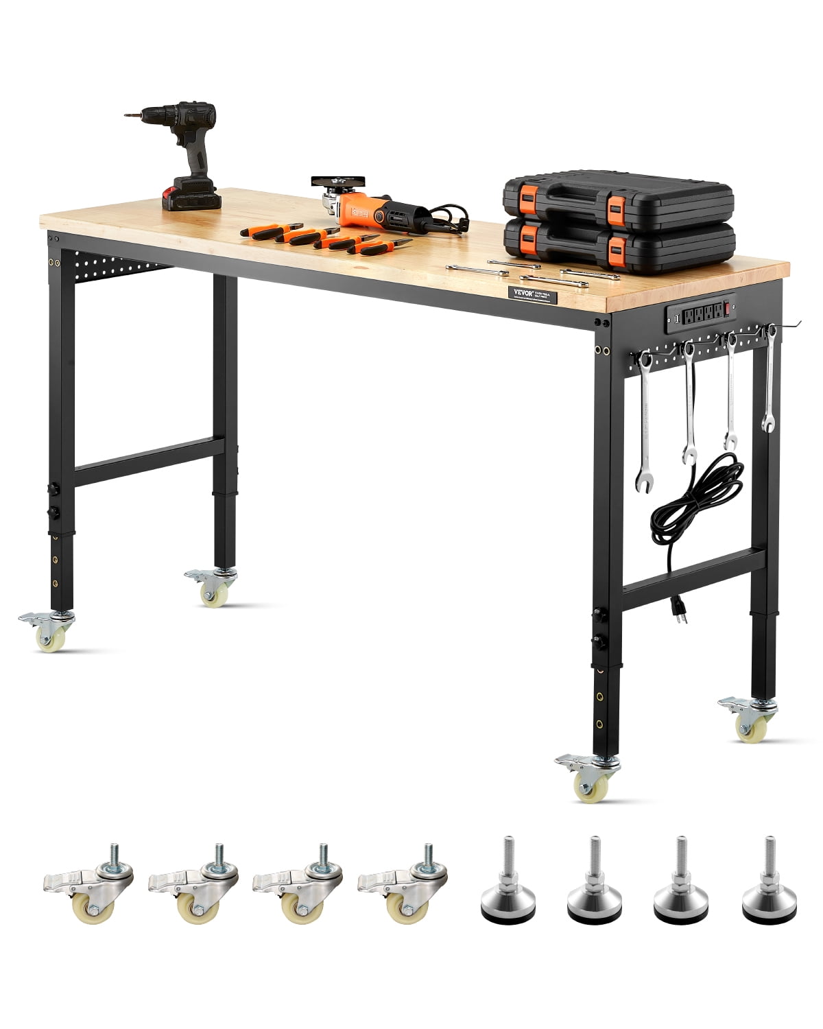 VEVOR 60-Inch Adjustable Workbench, 2000 lbs Load, Work Bench with ...