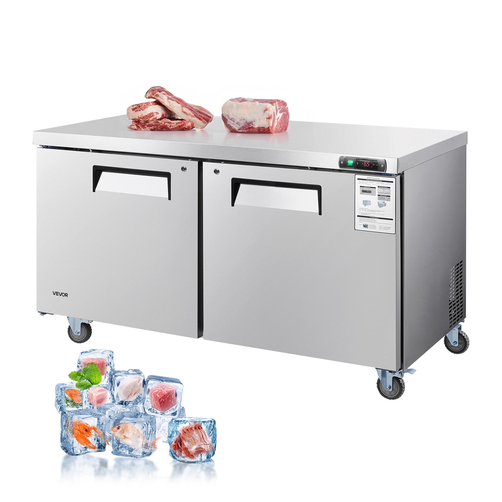 VEVOR 60" W Commercial Freezer, 14.8 Cu.Ft Worktop Freezers ...