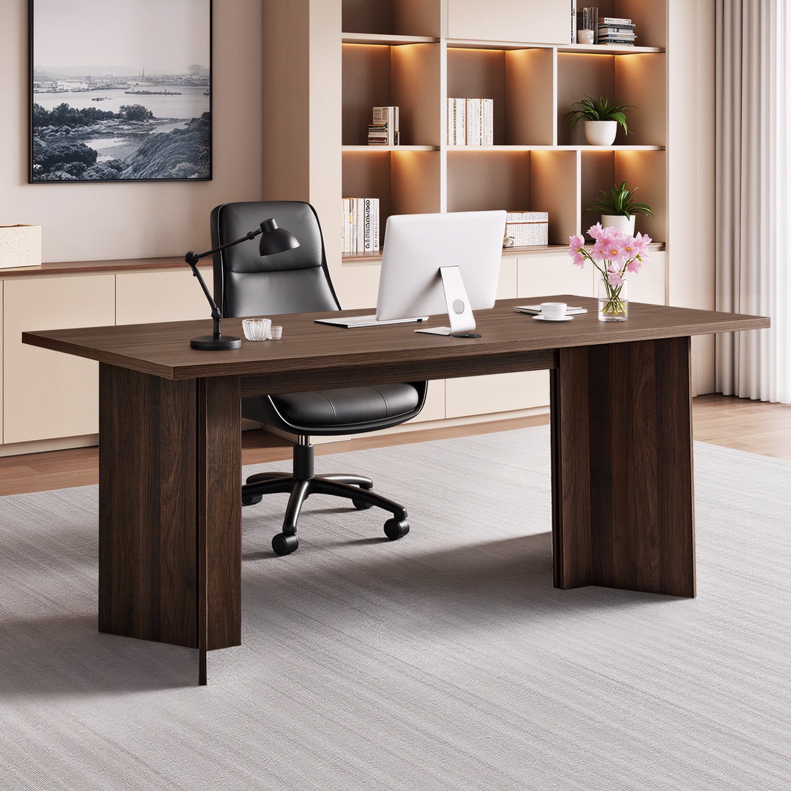 VEVOR 63 in Executive Desk, Large Modern Rectangle Office Table, Heavy ...