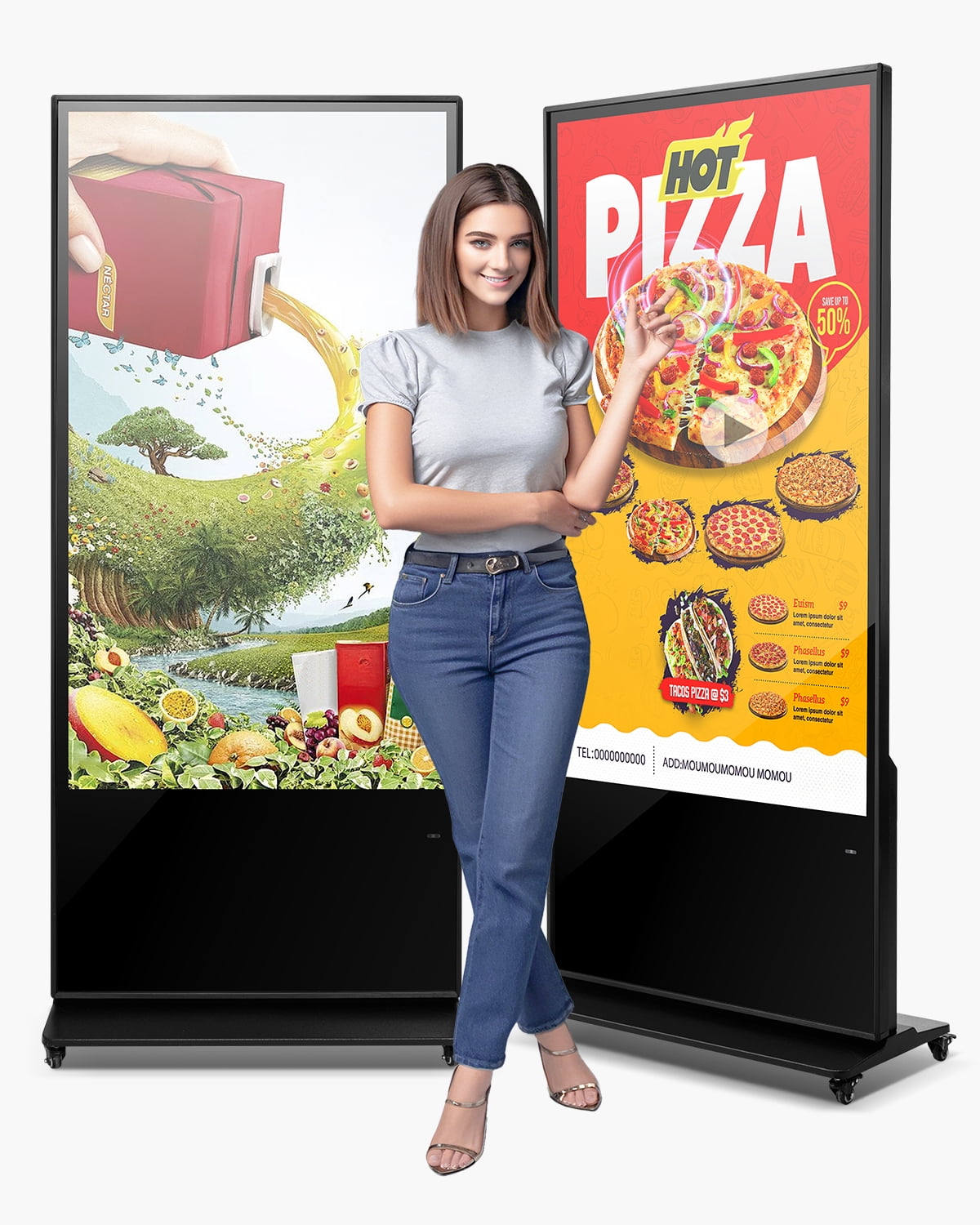 VEVOR 65 Inch Digital Signage Display, Touchscreen Digital Kiosk ...