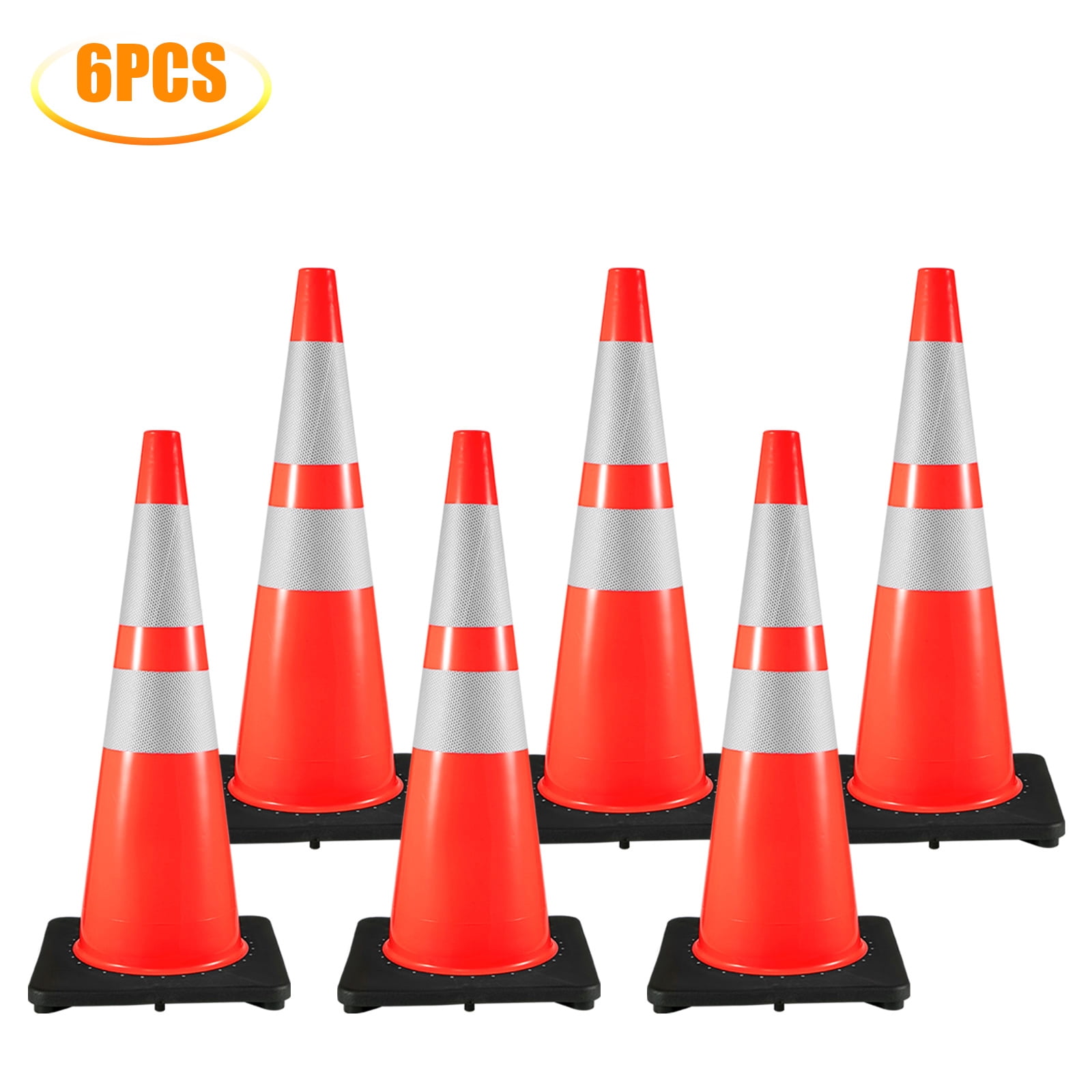 VEVOR 6Pack 36" Traffic Cones, Safety Road Parking Cone with Black ...