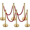 Costway 6Pcs Stanchion Posts, Queue Pole with Retractable Red Belt ...