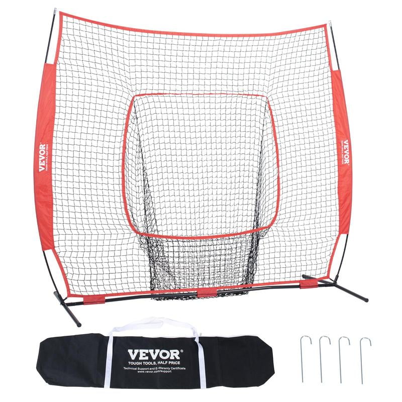 VEVOR 7x7 ft Baseball Softball Practice Net, Portable Baseball Training ...