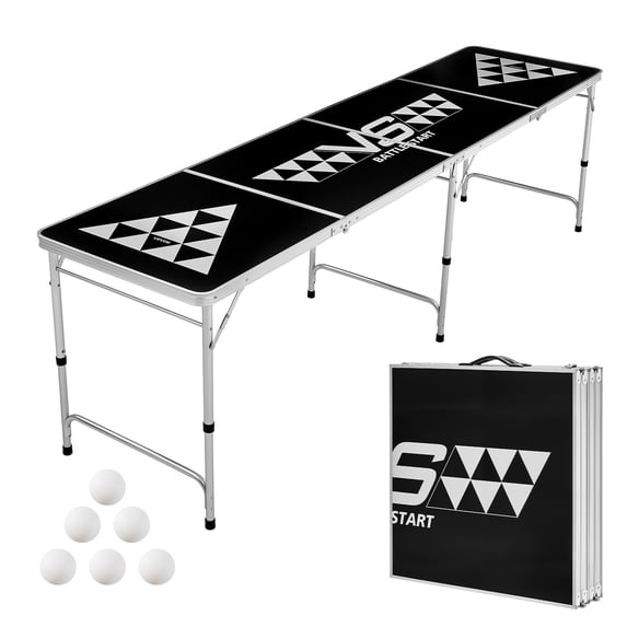 VEVOR 8 Foot Portable Beer Pong Table, Foldable Tailgate Table,Carrying ...