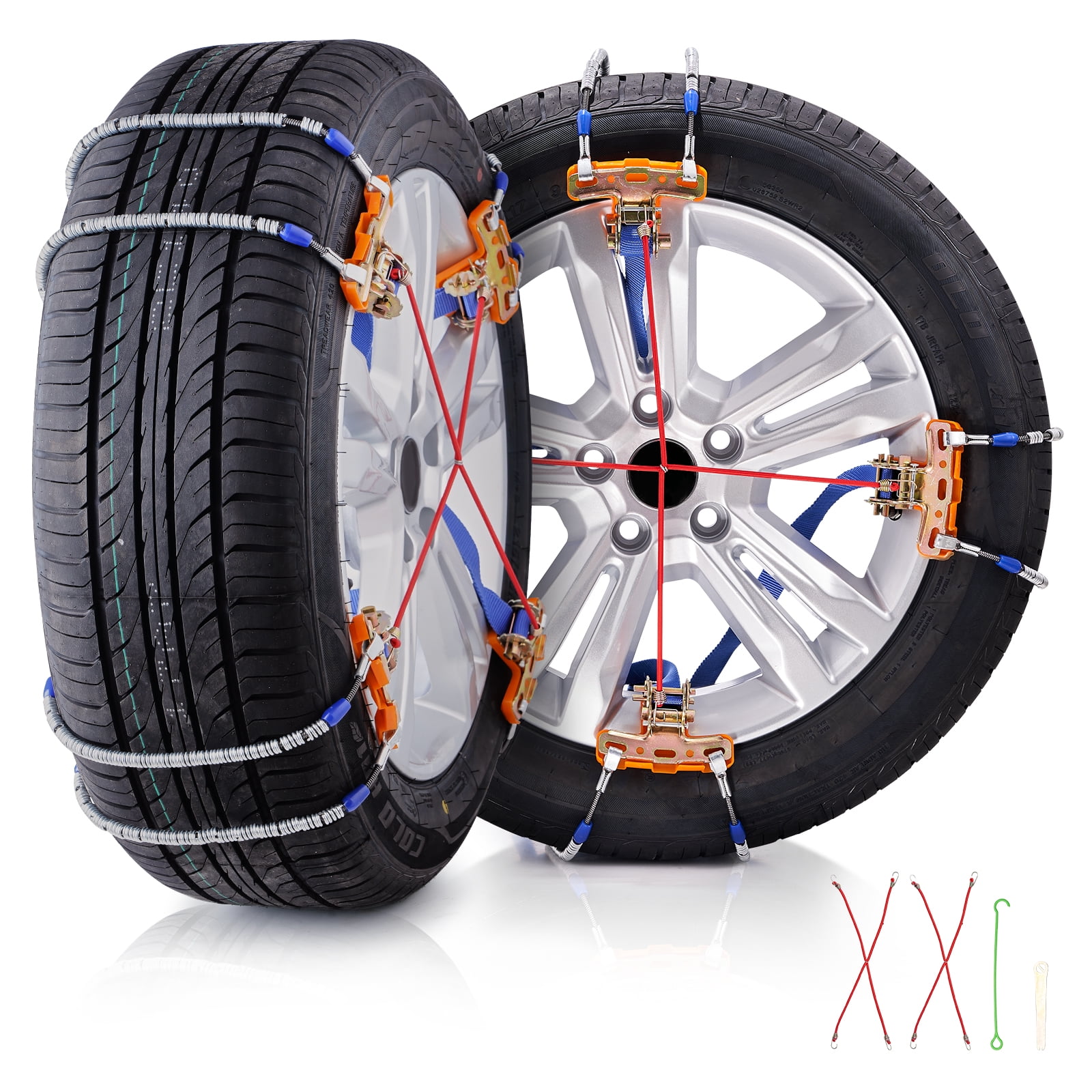 VEVOR 8 PCS Snow Chains, Tire Traction Wheel Chains for Tire Width 9.2 ...