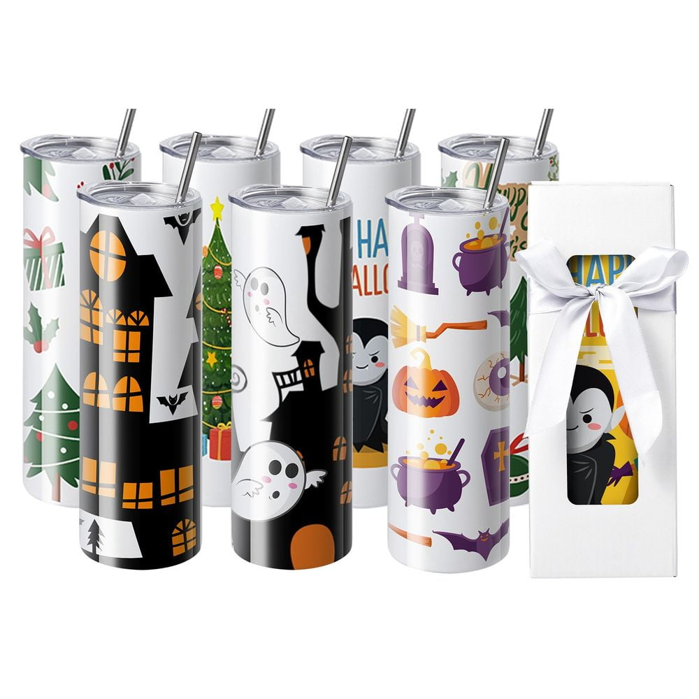 VEVOR 8 Pack 30 Oz Sublimation Tumblers, Skinny Straight Stainless ...