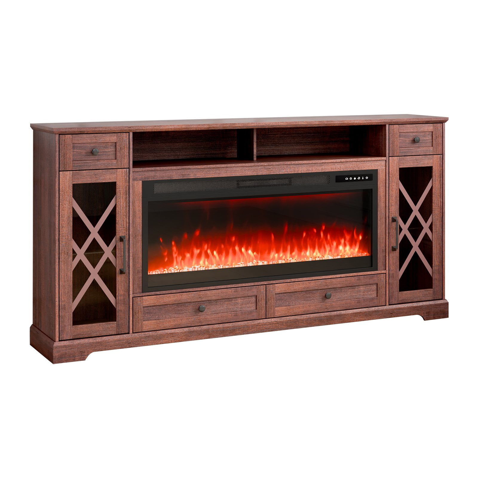 VEVOR 80” Fireplace TV Stand with 20" LED Electric Fireplace – Rustic ...