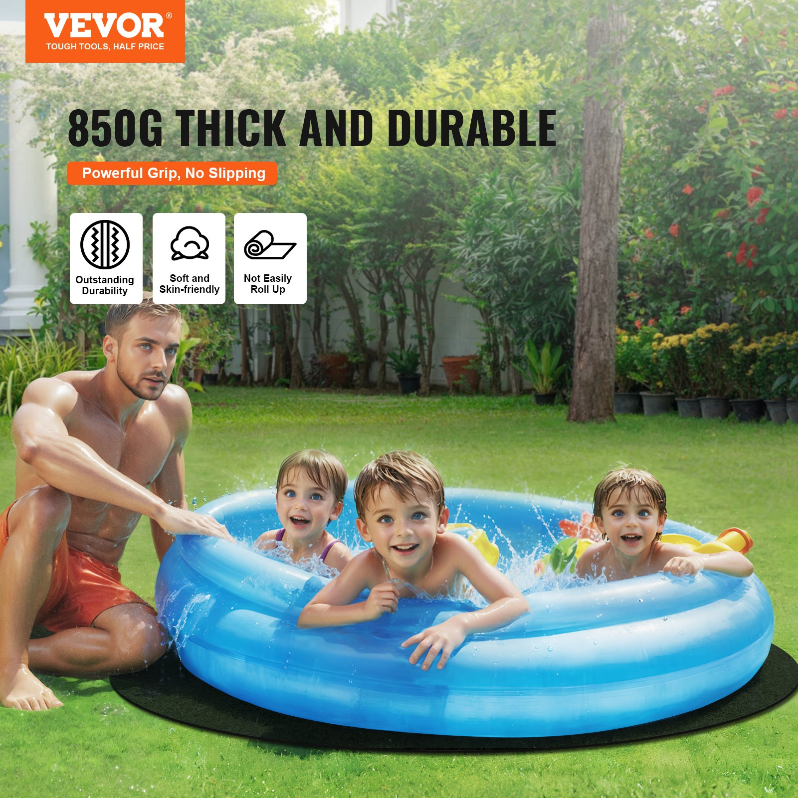 VEVOR 80 Inch Diameter Round Hot Tub Mat, Extra Large Inflatable Hot ...